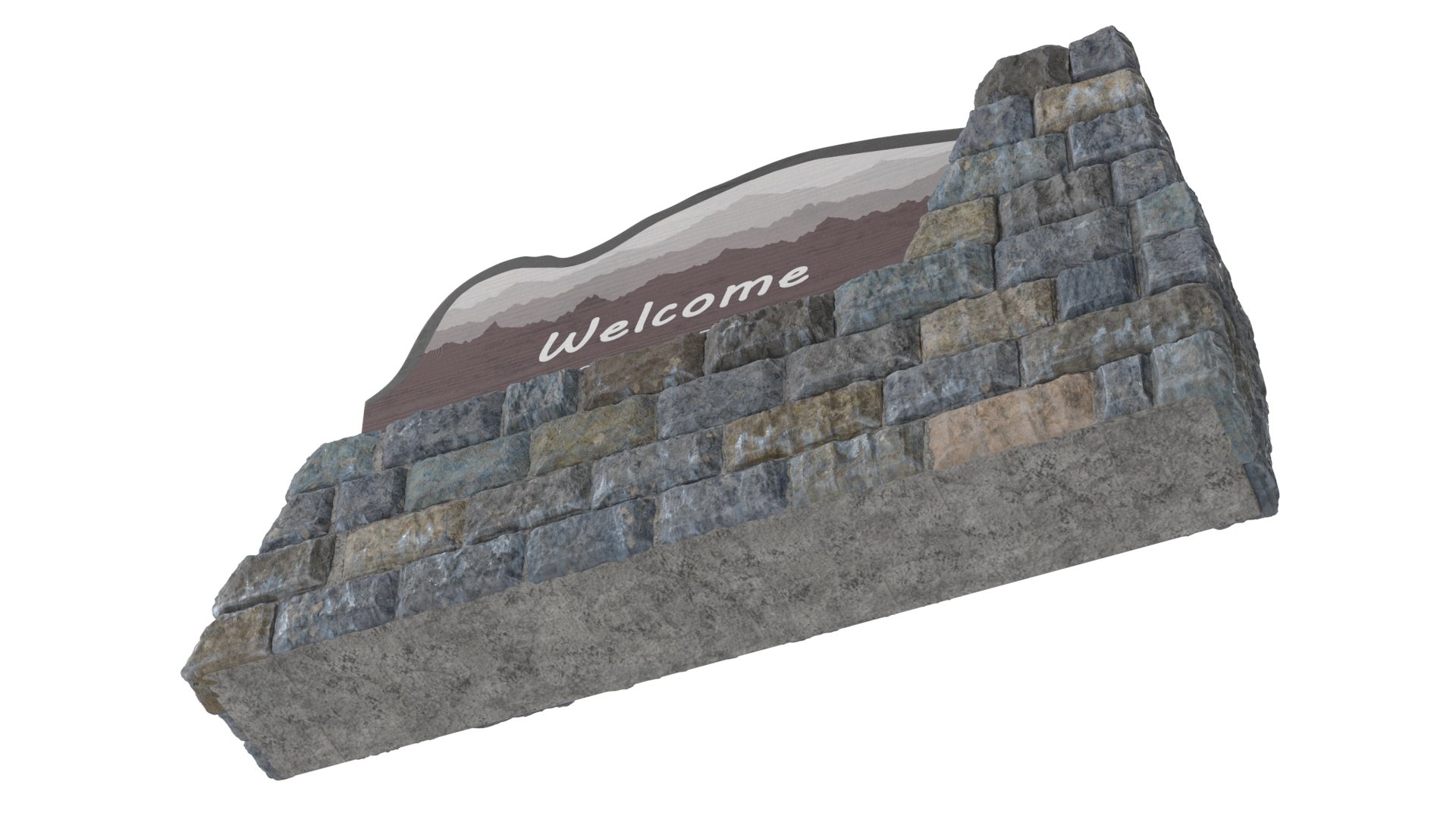 3D Park Entrance Stone Sign Model - TurboSquid 2287742