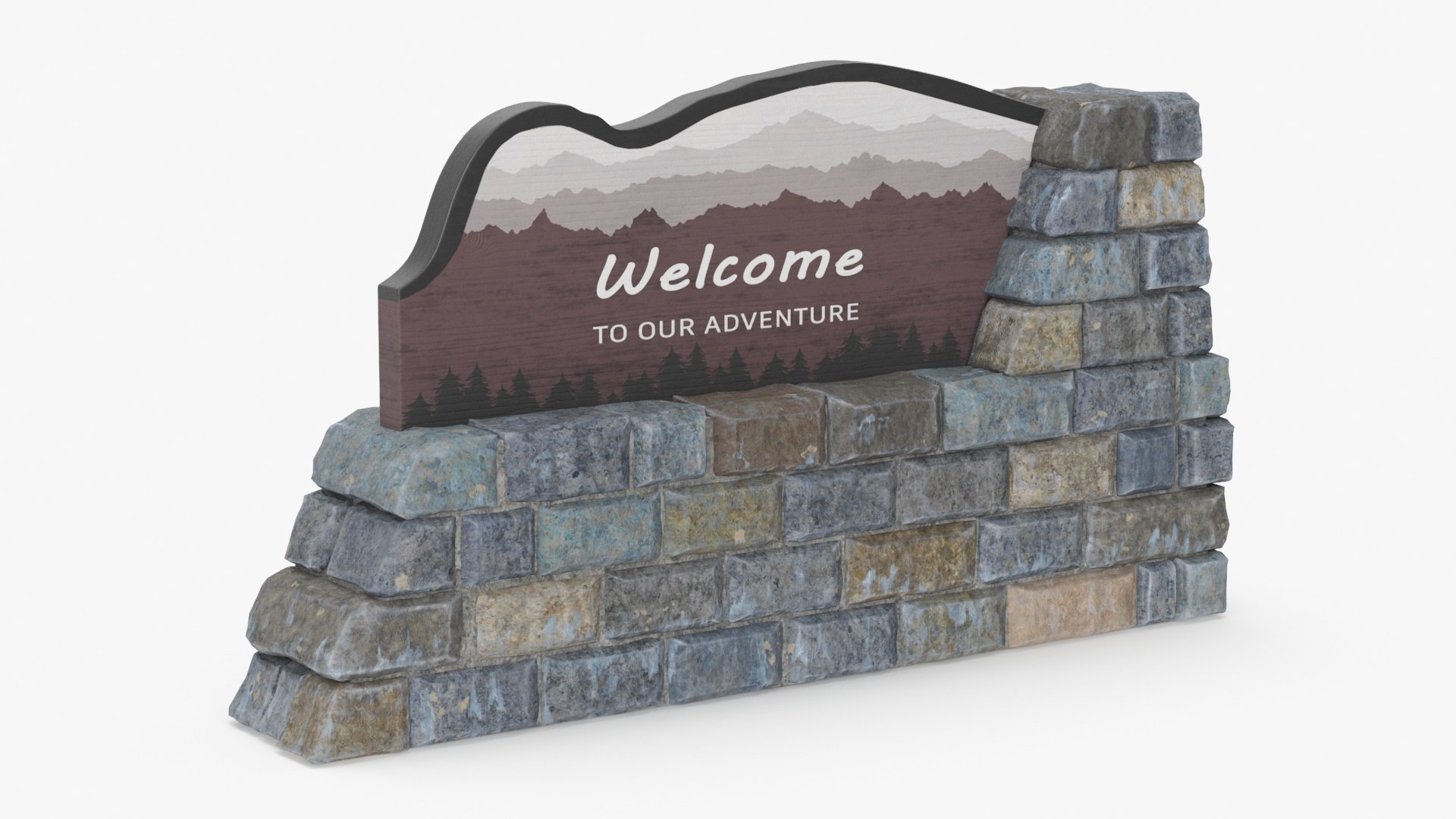 3D Park Entrance Stone Sign Model - TurboSquid 2287742