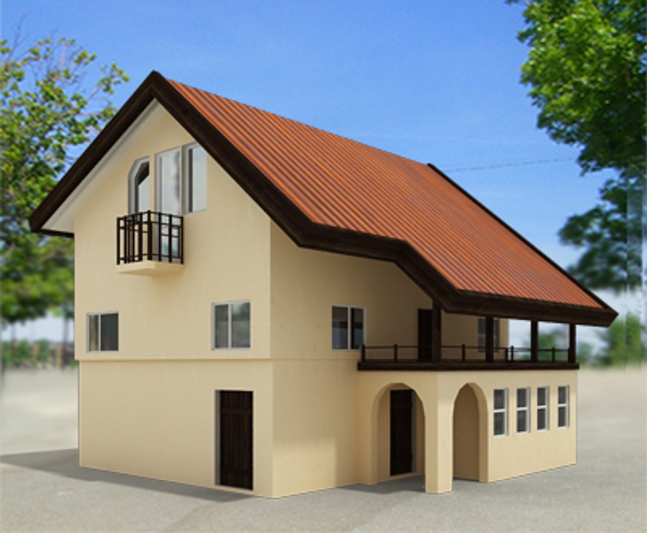 small town house building 3ds