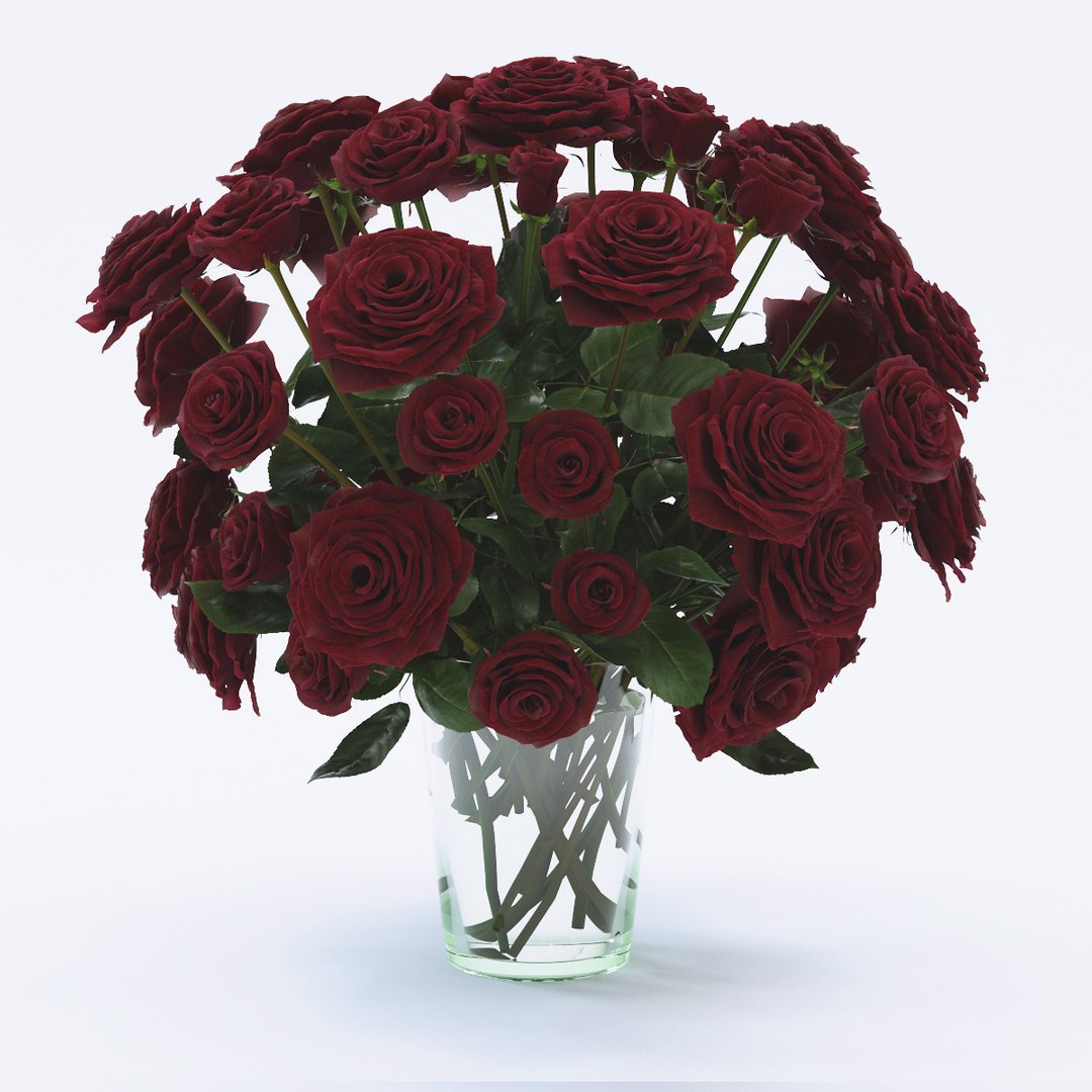 Rose Red Flower Bouquet 3d Max