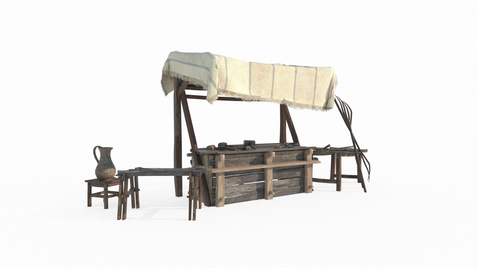 Ancient Roadside Stalls And Tool Shops 3D - TurboSquid 2342295