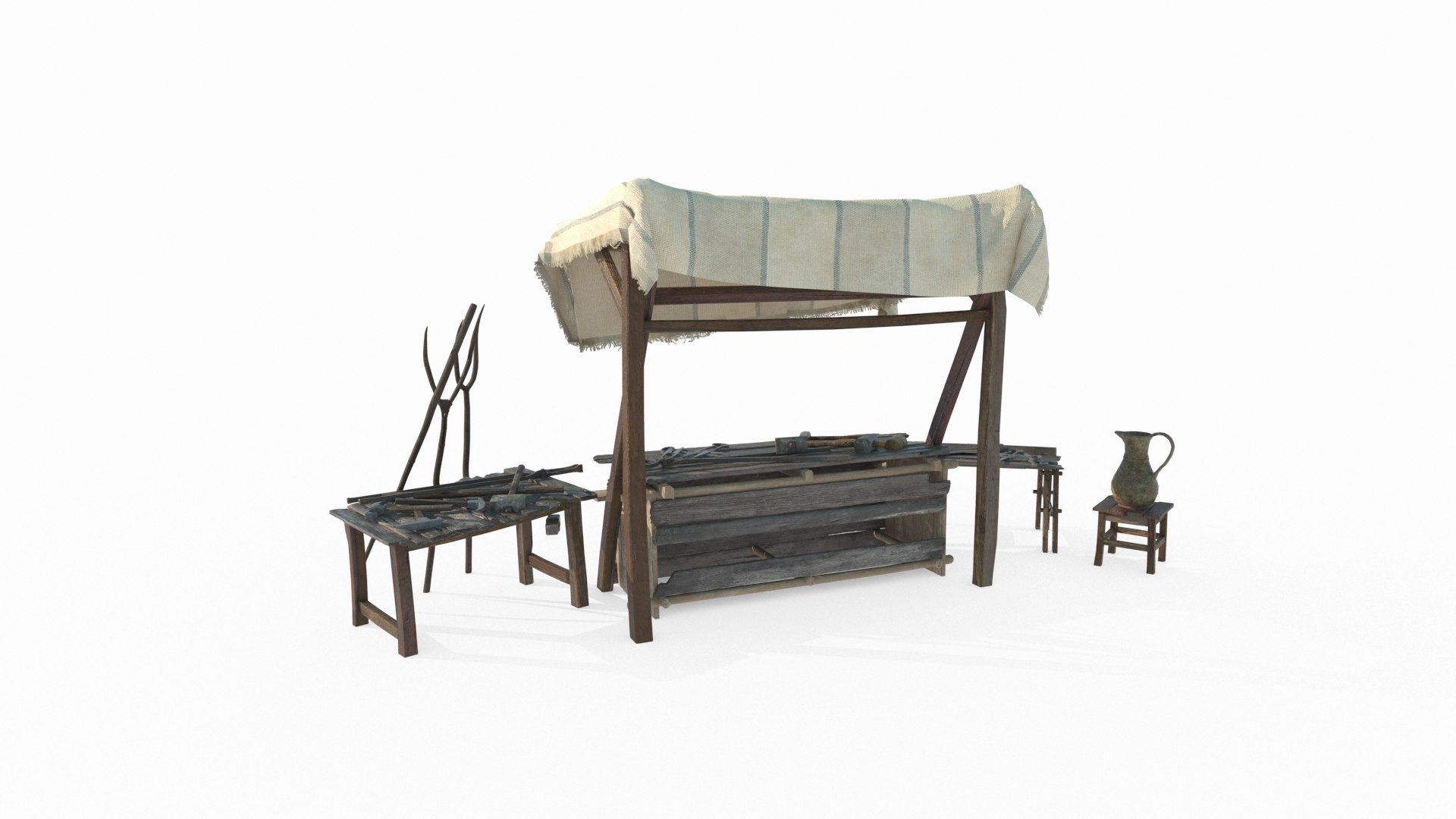 Ancient Roadside Stalls And Tool Shops 3D - TurboSquid 2342295