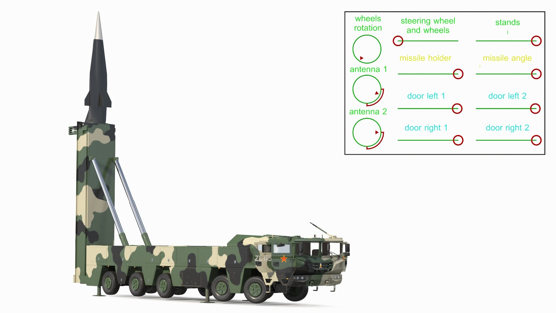 3D DF-17 Missile on Road Mobile Vehicle Rigged model - TurboSquid 2093176