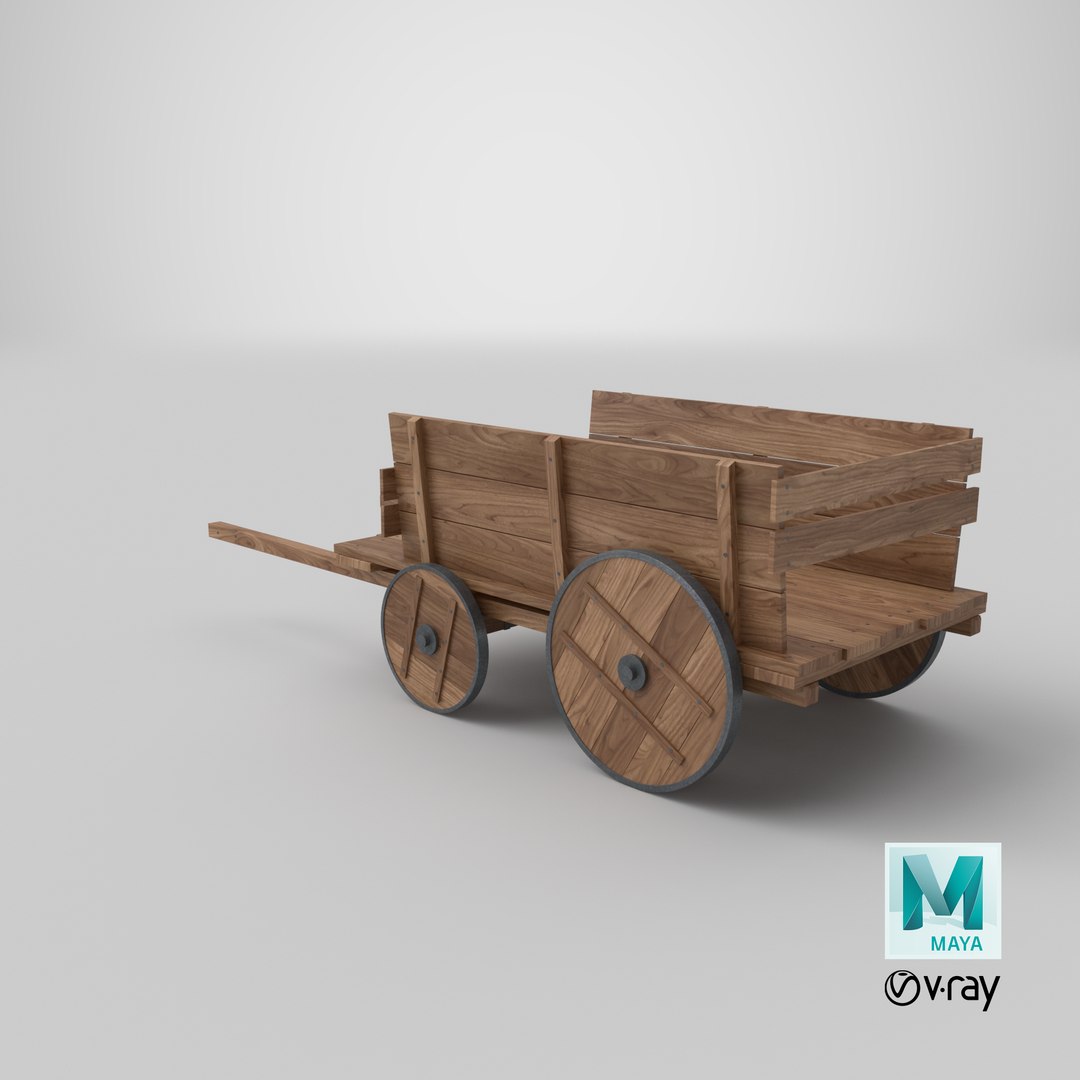 3D Wooden Cart Model - TurboSquid 2153920