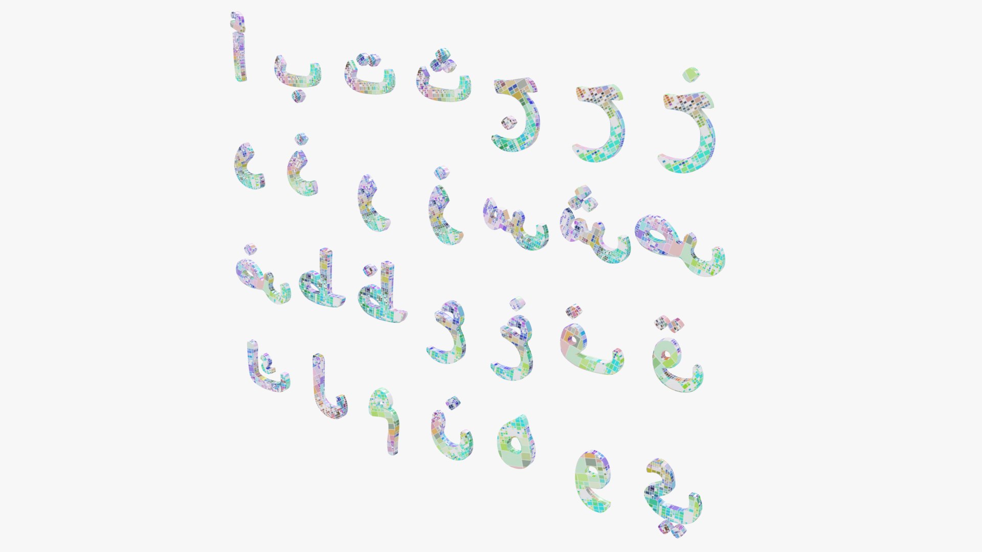 Multicolor Arabic Alphabets Letter 3D Model - TurboSquid 1524183