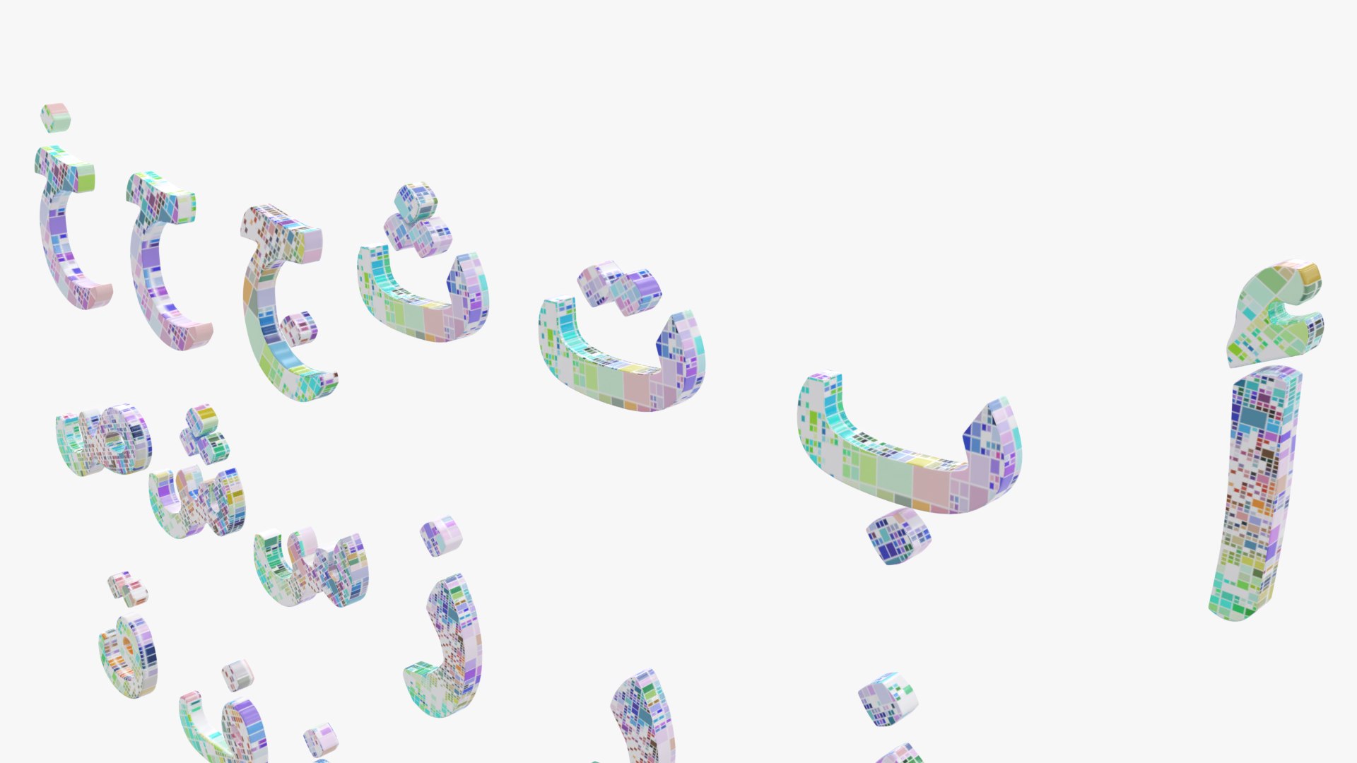 Multicolor Arabic Alphabets Letter 3D Model - TurboSquid 1524183