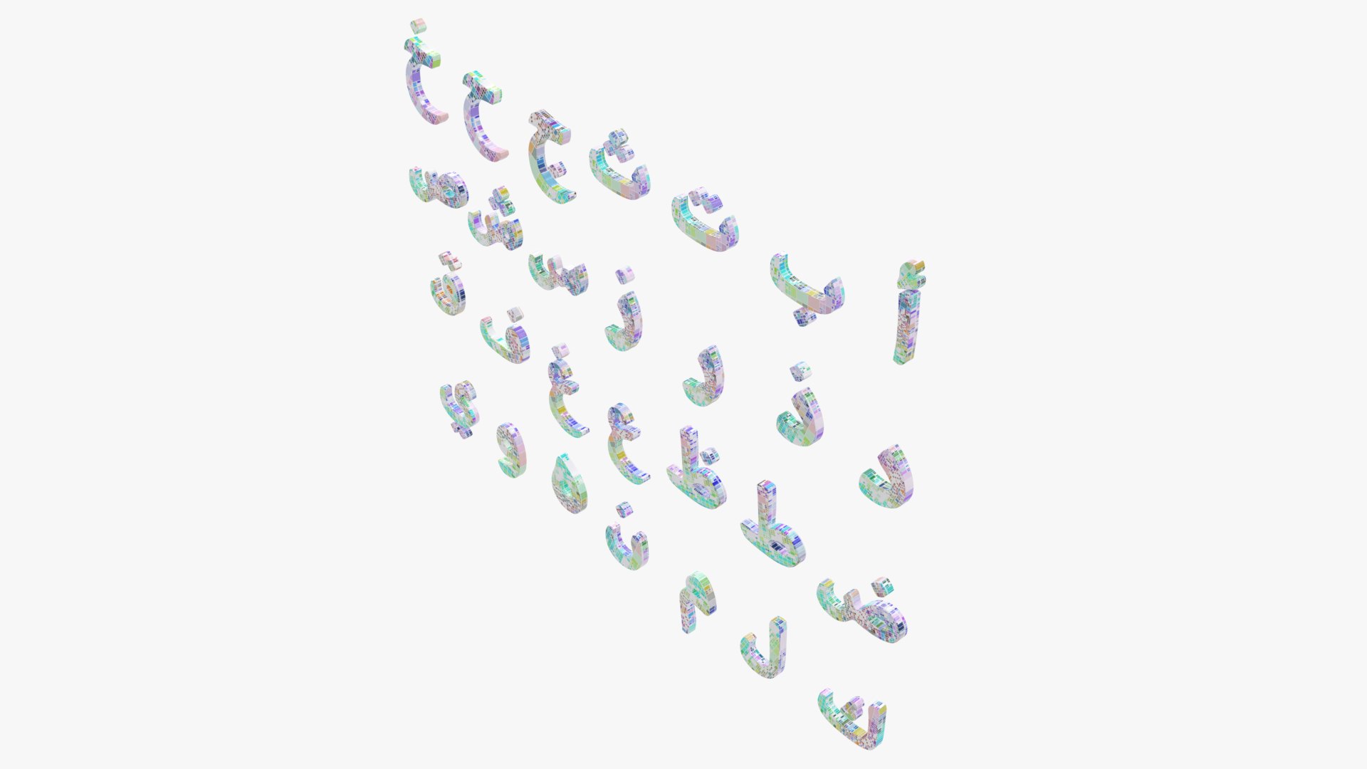 Multicolor Arabic Alphabets Letter 3D Model - TurboSquid 1524183