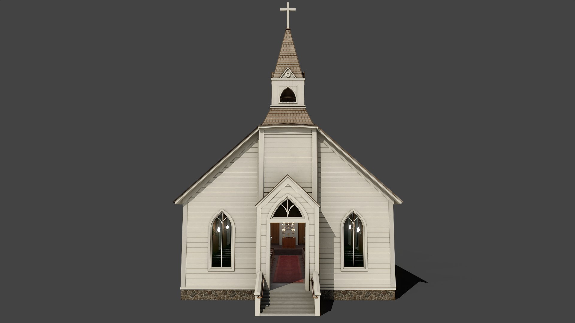 3D Low Poly Old Church With Interior PBR - TurboSquid 2009149