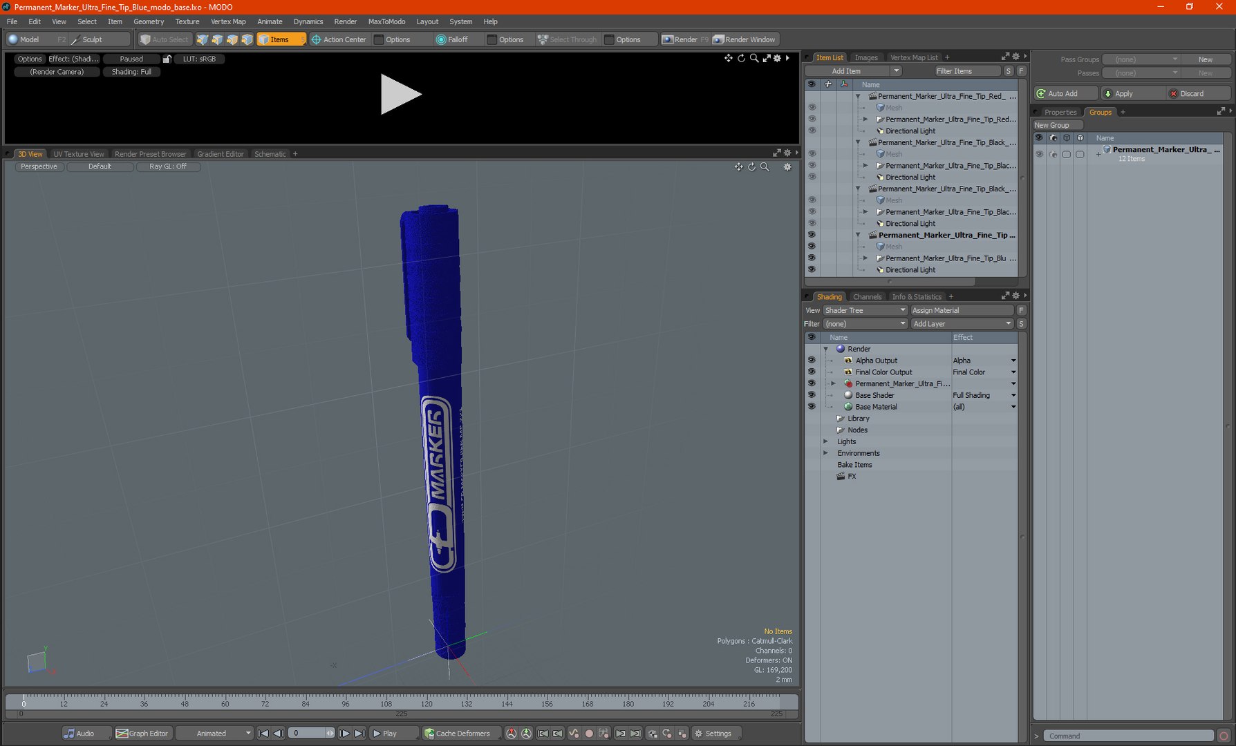 3D Permanent Marker Ultra Fine Tip Blue - TurboSquid 1951110