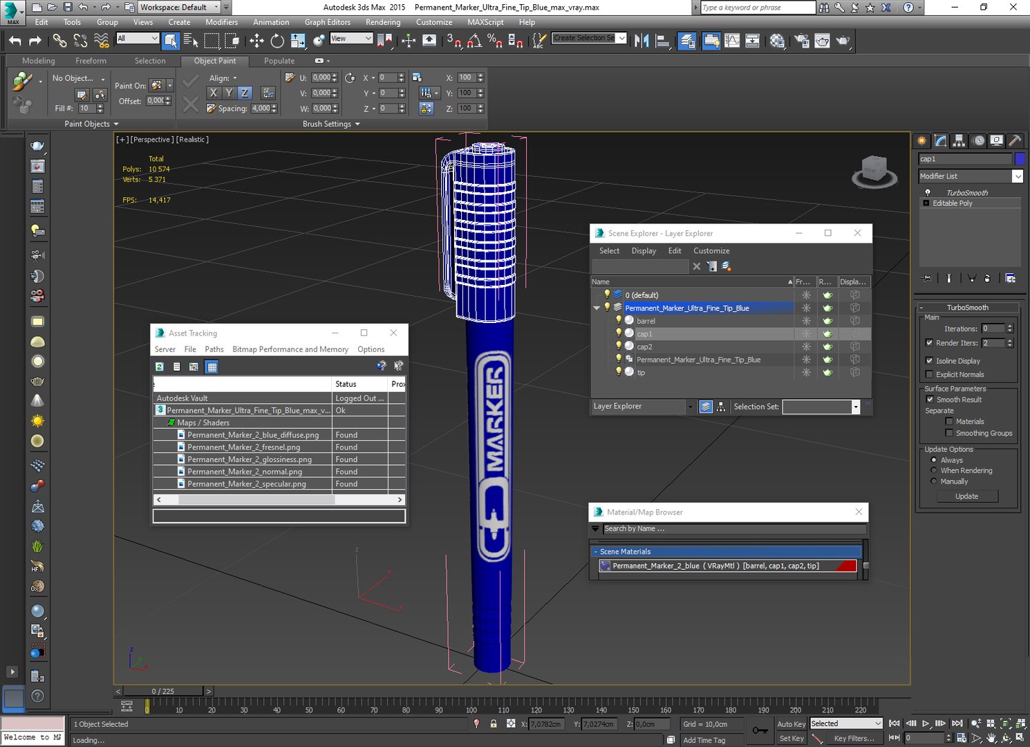 3D Permanent Marker Ultra Fine Tip Blue - TurboSquid 1951110