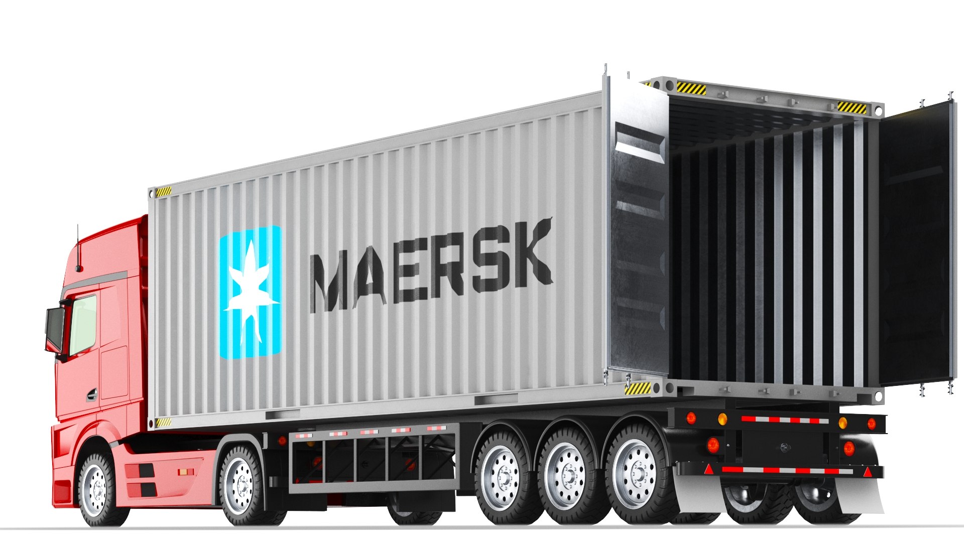 3D Detailed Container Truck Red - TurboSquid 2281386