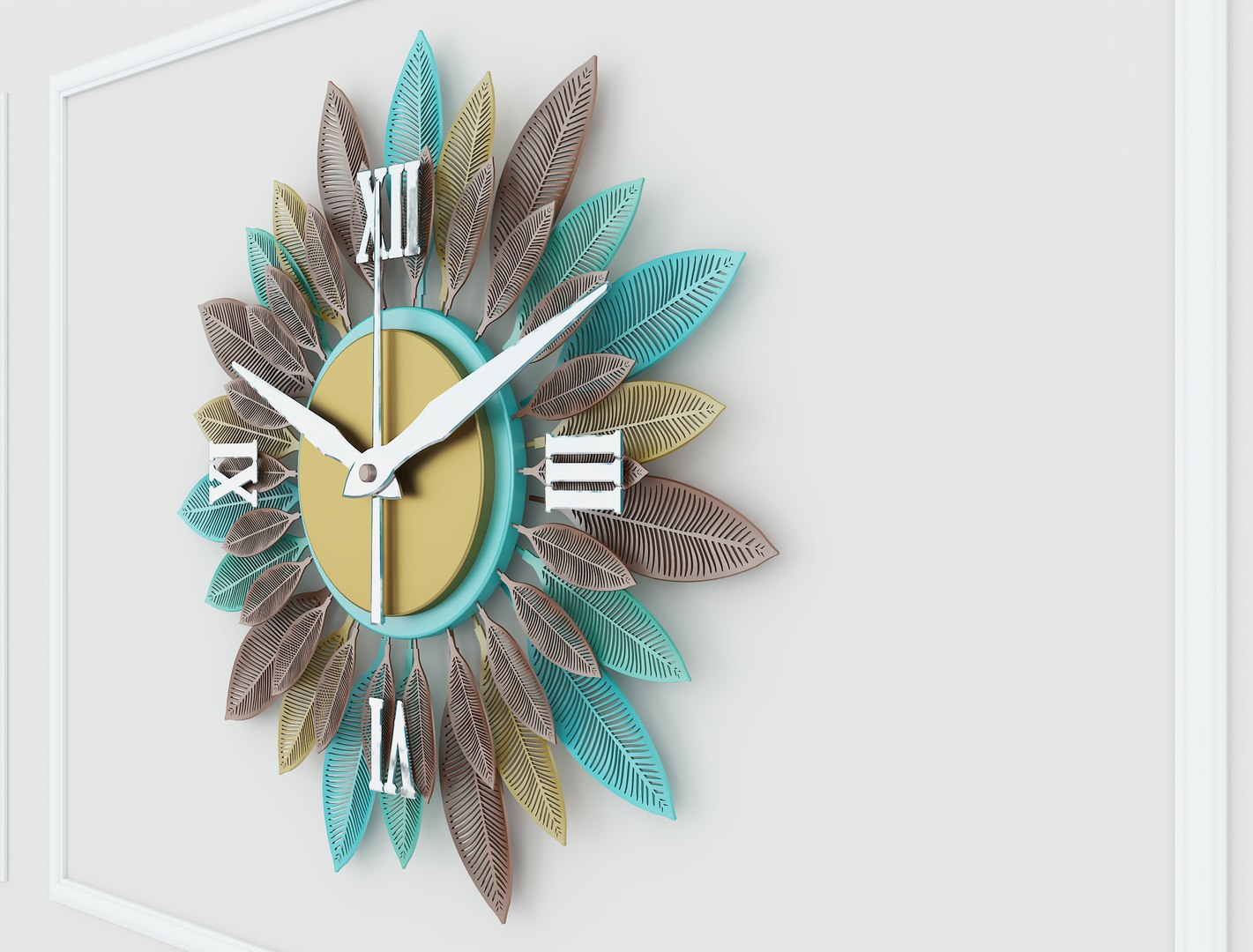 Decorative Clock plants with gold M 15 3D model - TurboSquid 1917711