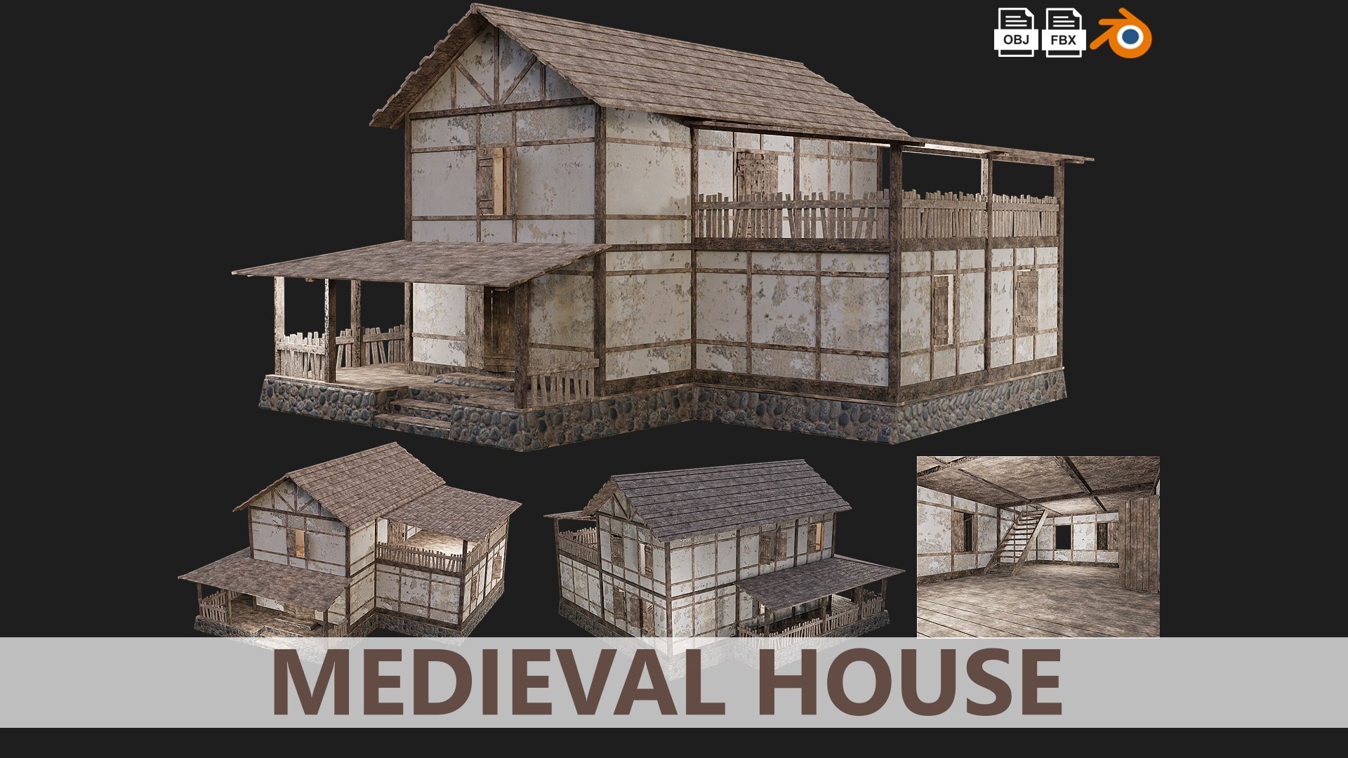 3D 40 OLD MEDIEVAL BUILDINGS PACK 4K Textures GameReady Low-poly 3D ...