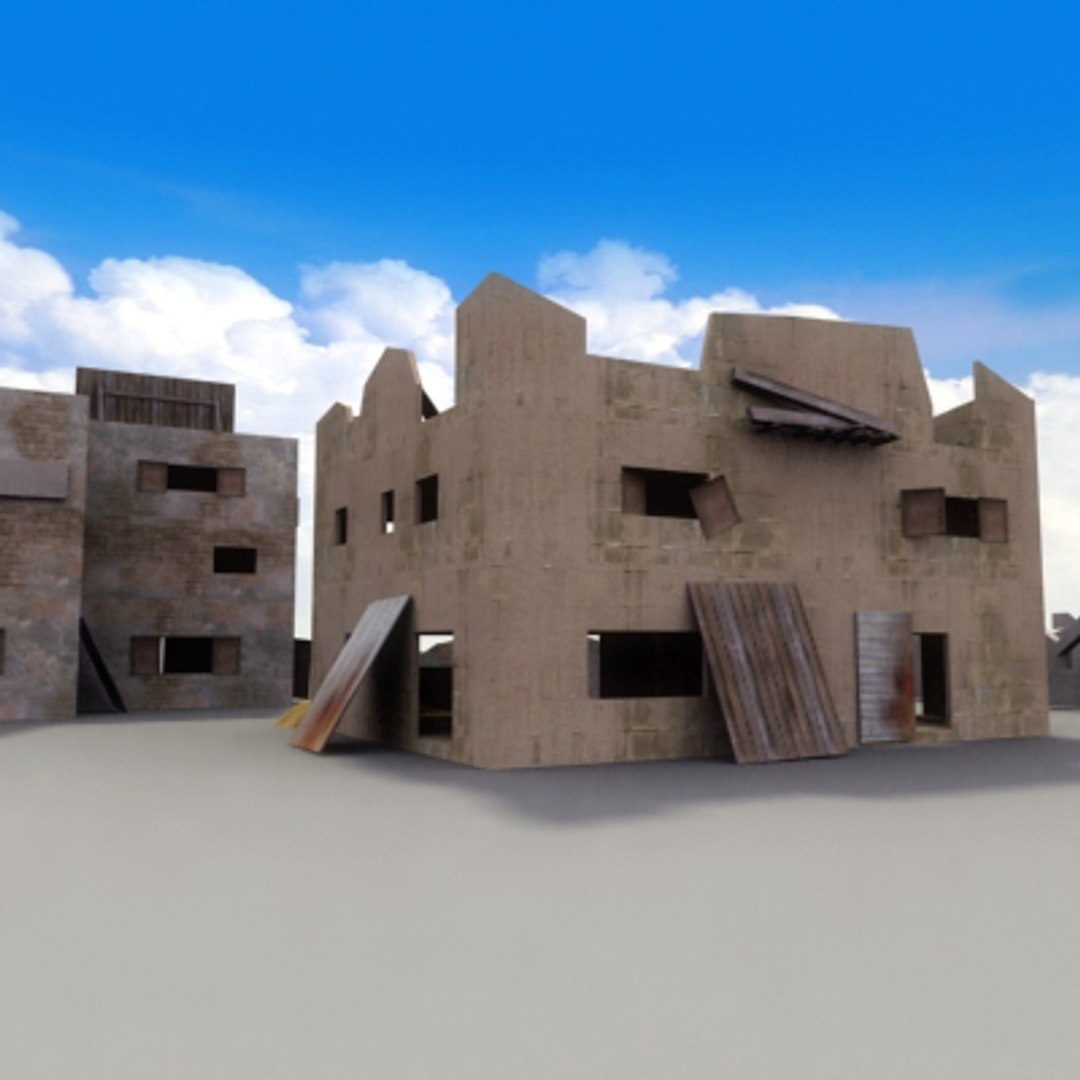 ruined house structures 3d model