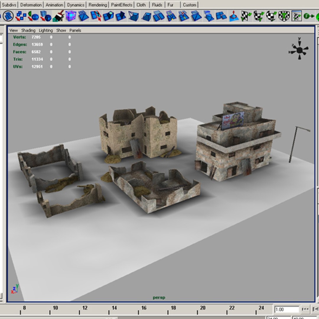 ruined house structures 3d model