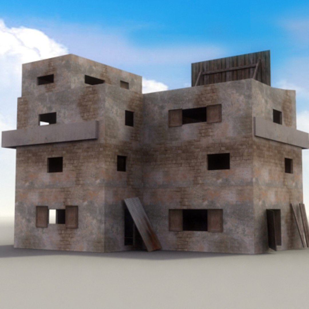 ruined house structures 3d model