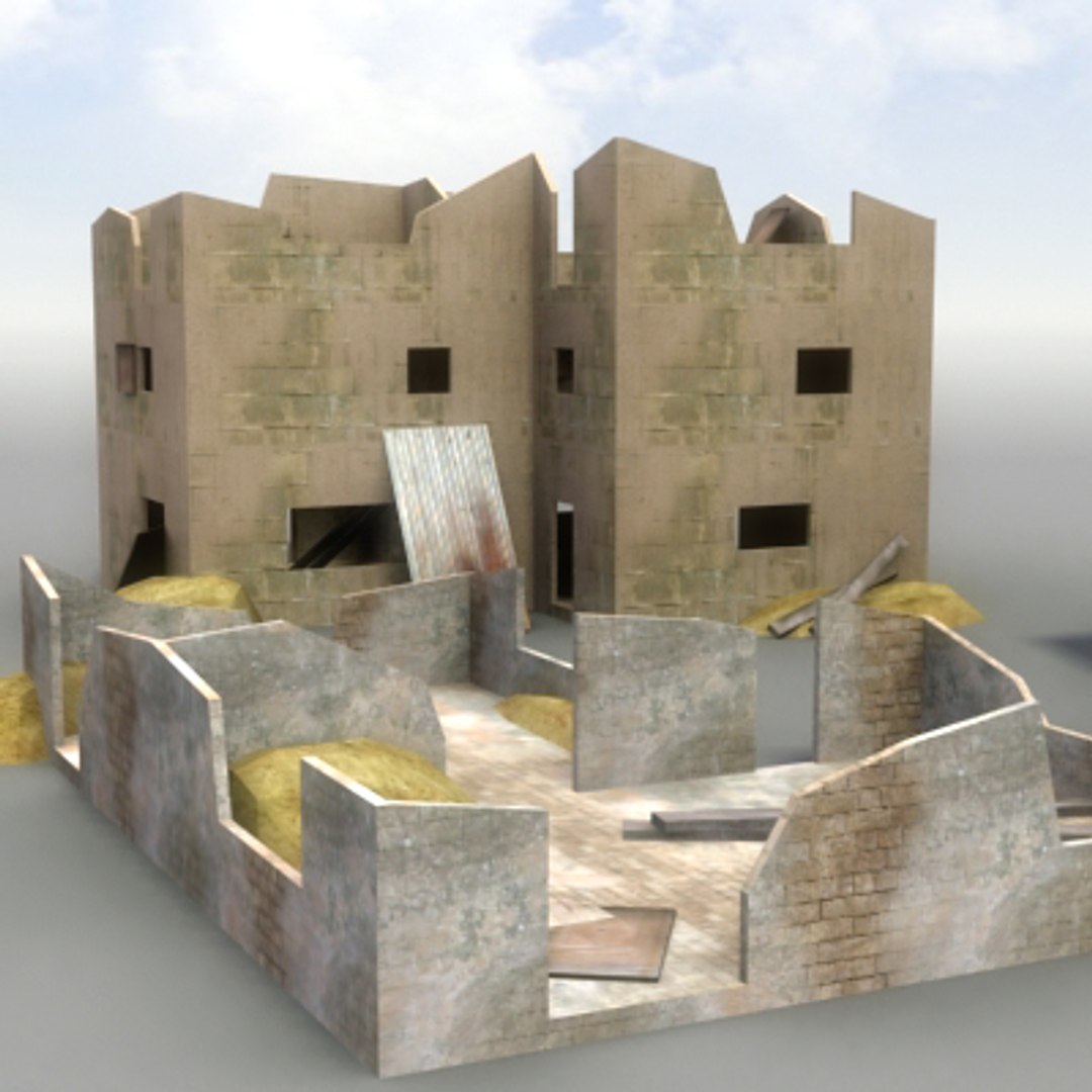 ruined house structures 3d model