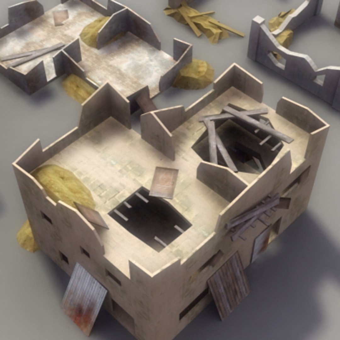 ruined house structures 3d model