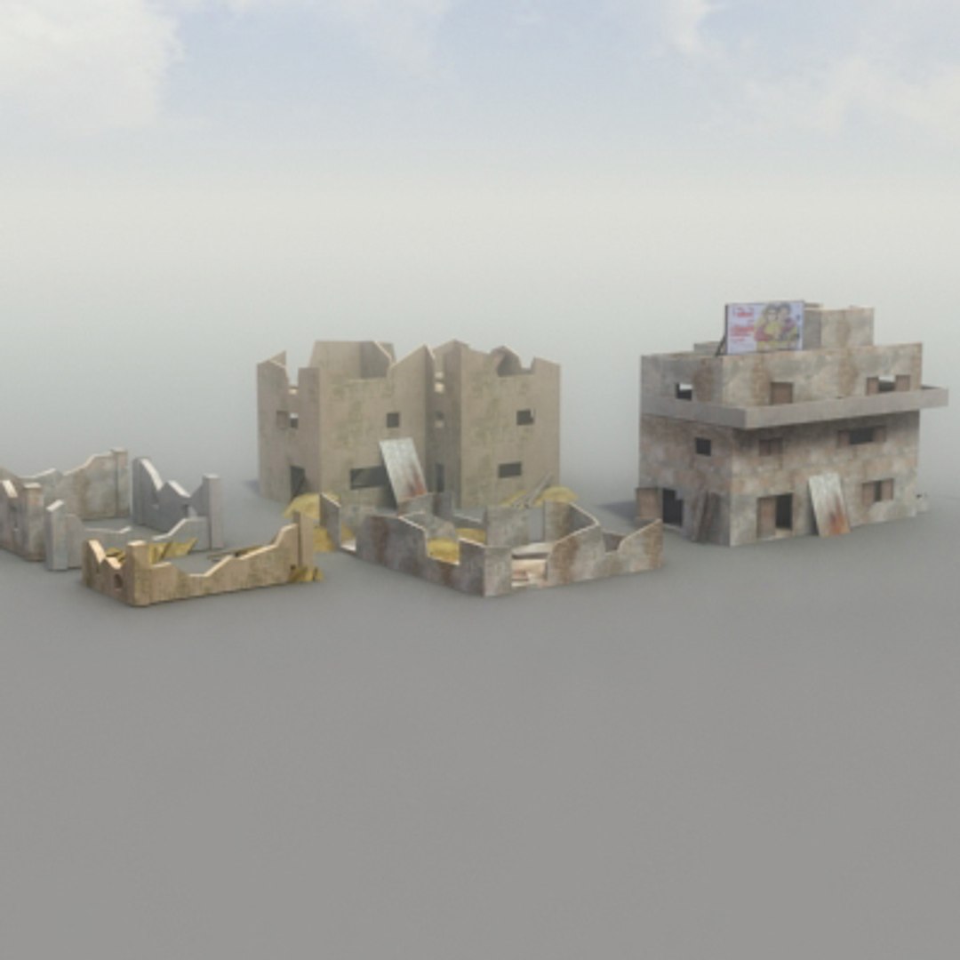 ruined house structures 3d model