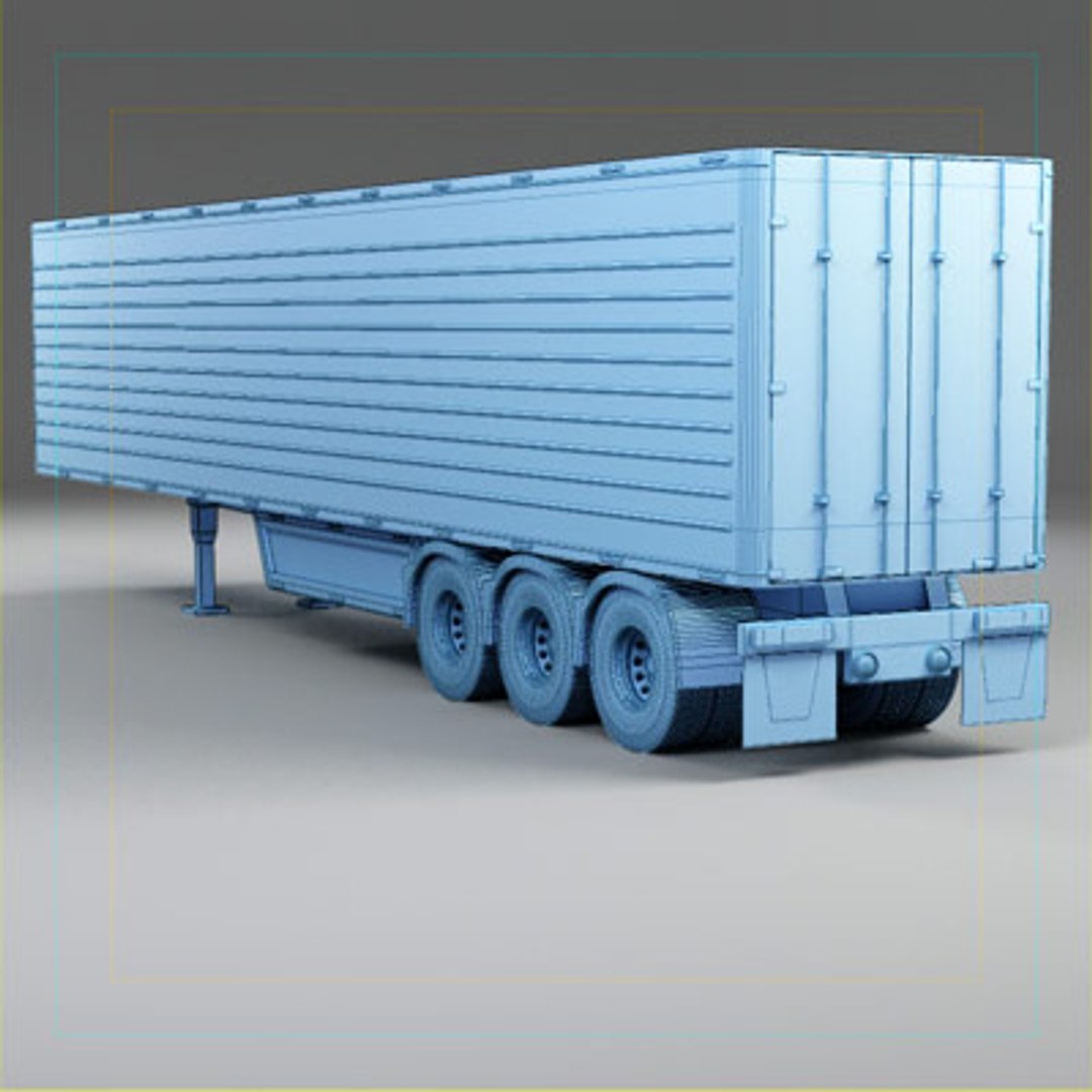 3d model of 52 feet box trailer