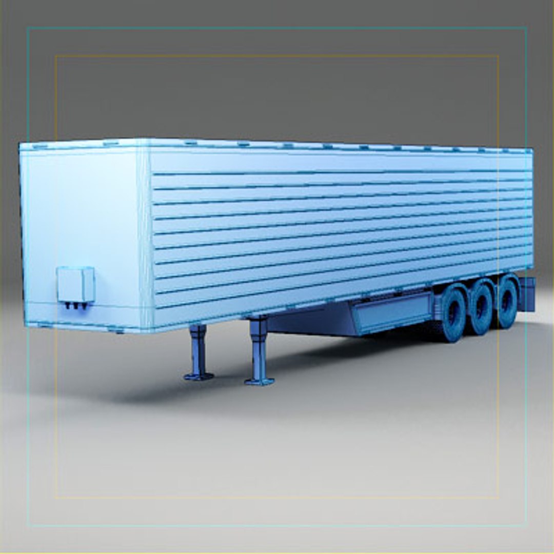 3d model of 52 feet box trailer