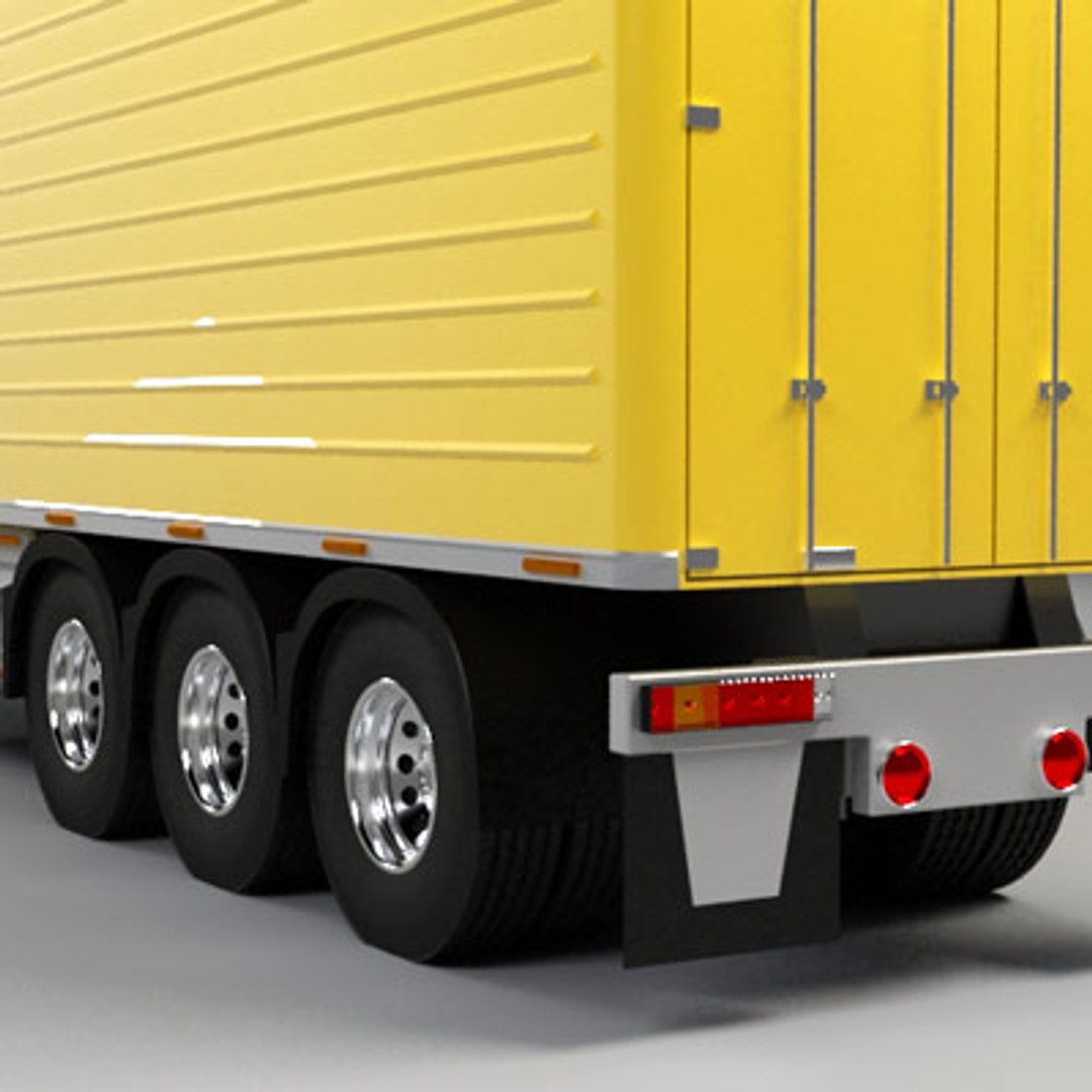 3d model of 52 feet box trailer