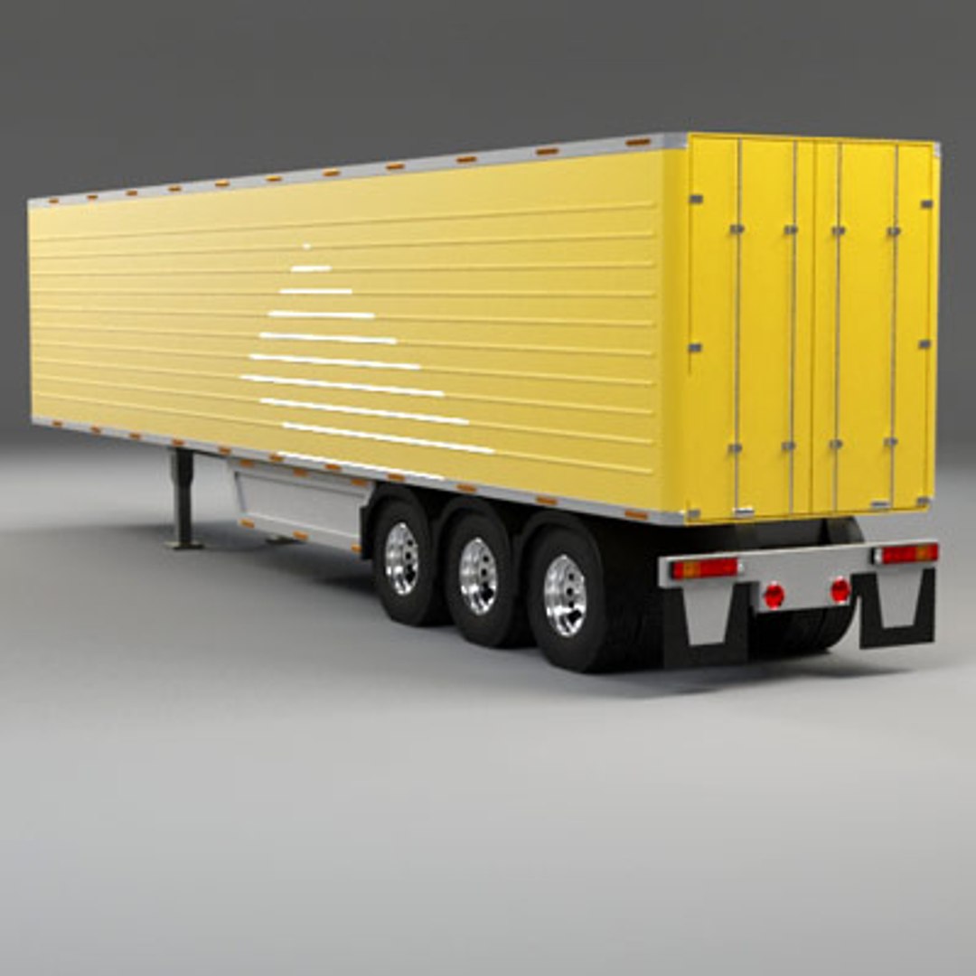 3d model of 52 feet box trailer