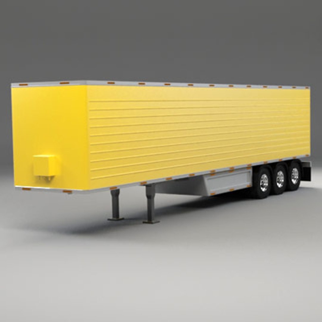 3d model of 52 feet box trailer
