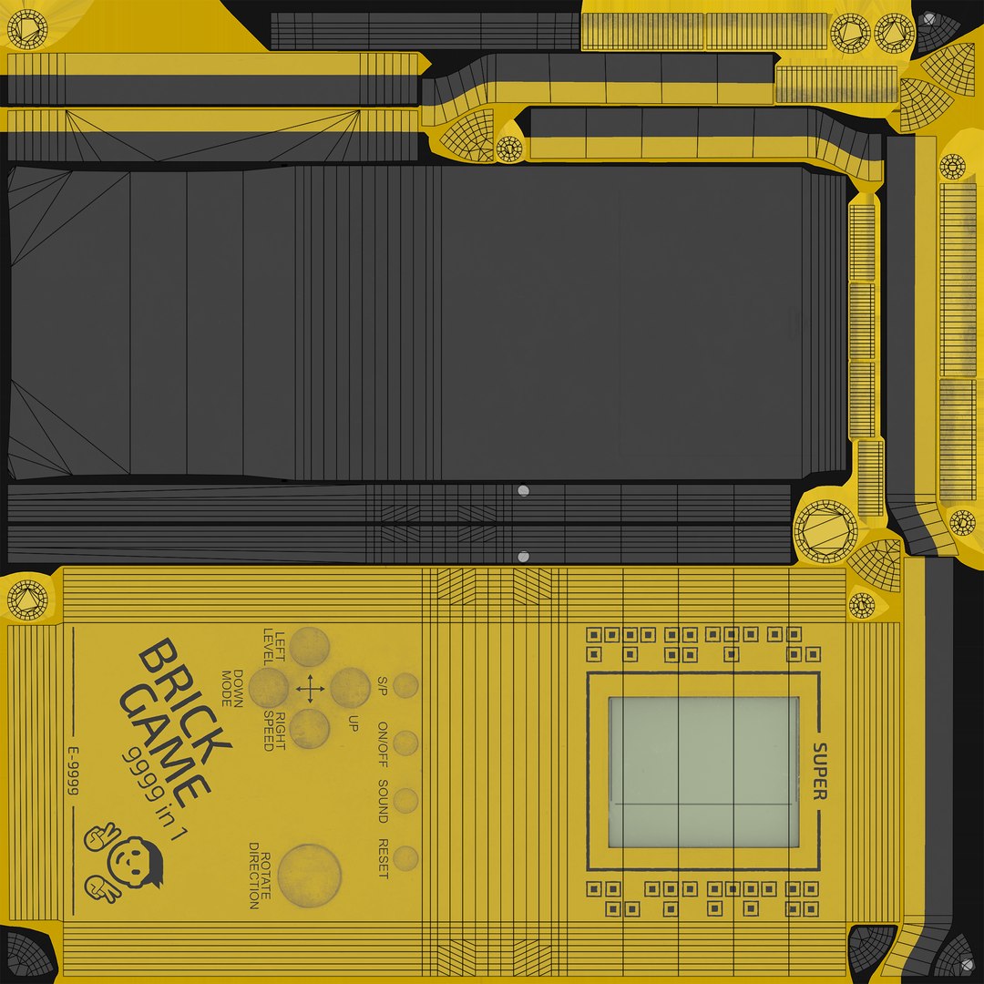 Tetris Brick Game - Yellow Model - TurboSquid 2238639