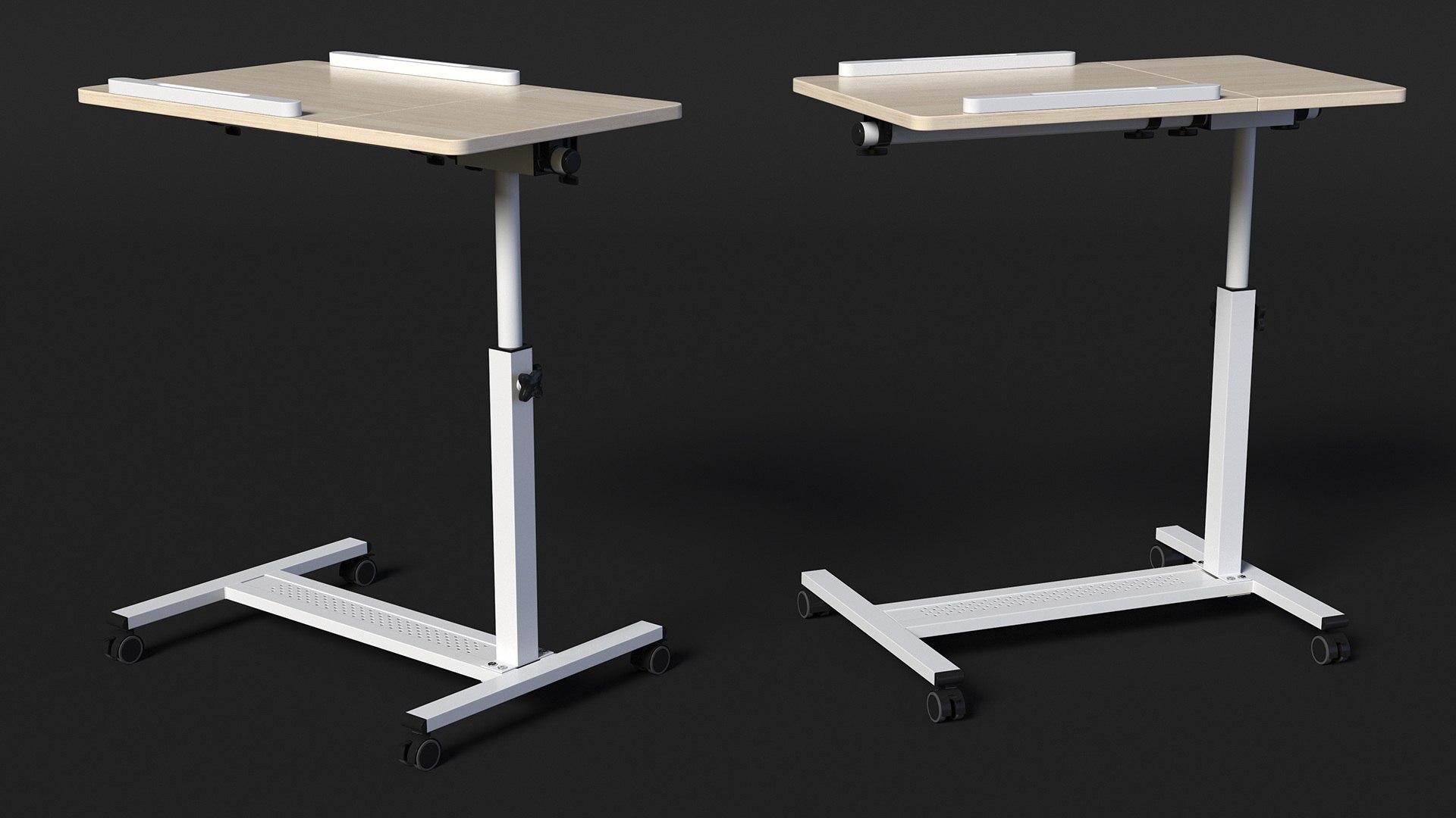 Overbed Laptop Desk With Wheels And Laminated Top 3D - TurboSquid 2152184
