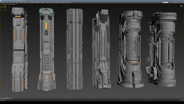 3D Sci Fi Column Scene