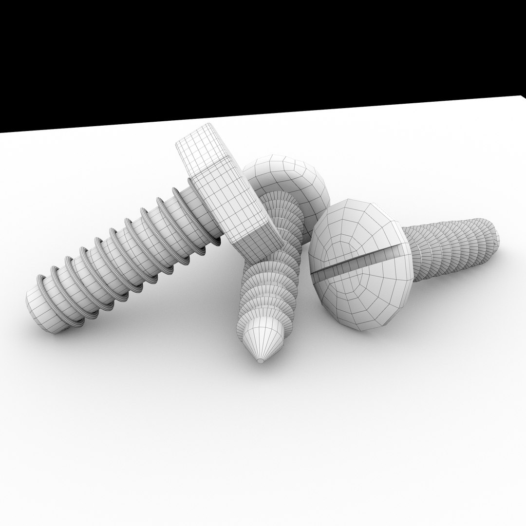 3 Types Of Screws And Bolts - High Mesh 3D Model - TurboSquid 2127638
