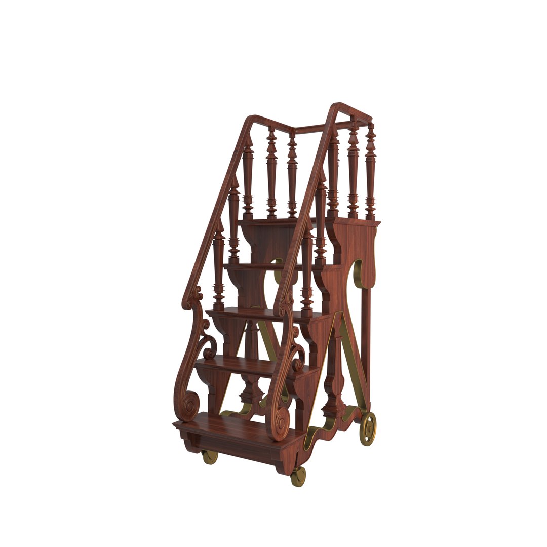 3D Rolling Library Stairs Model - TurboSquid 1379994