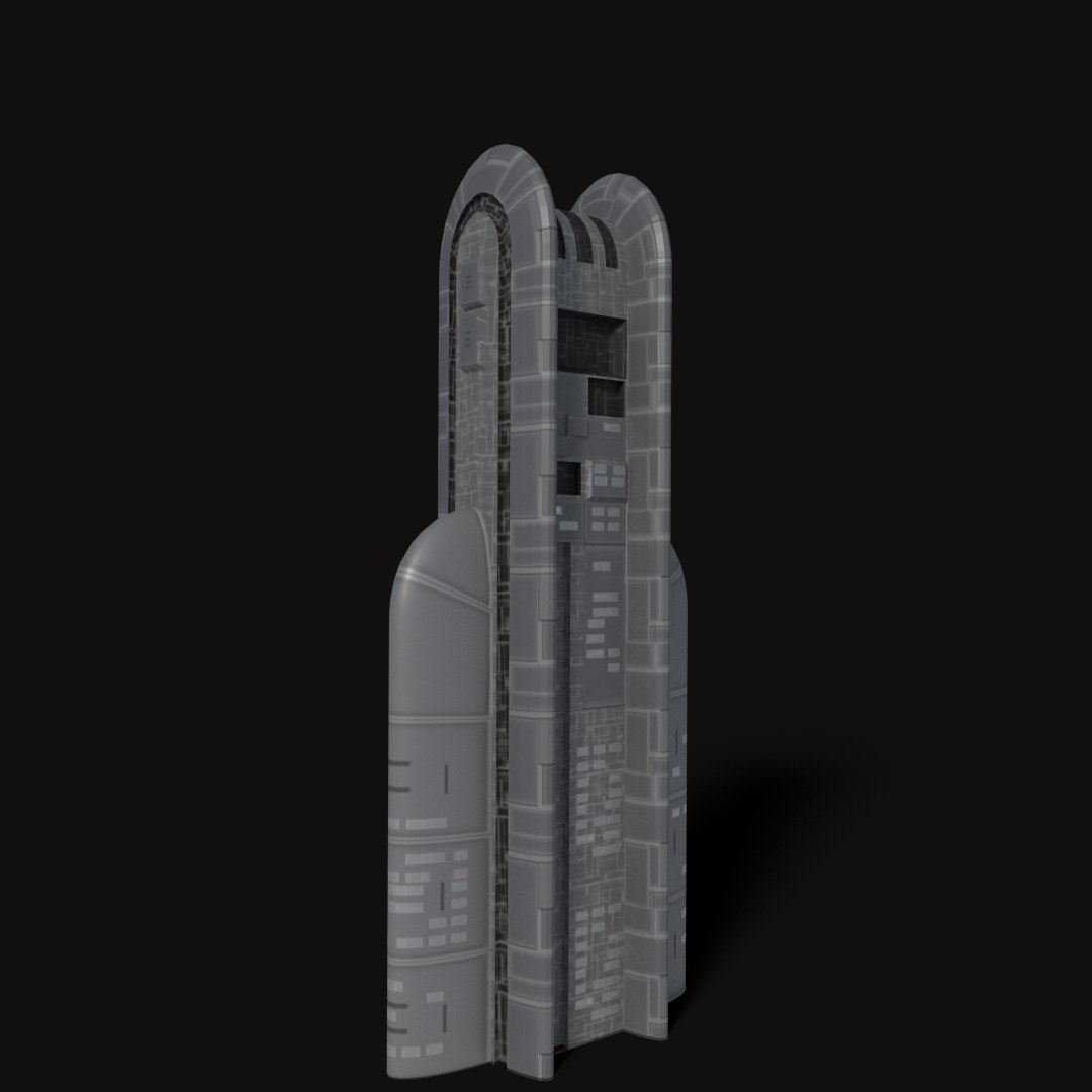 sci-fi building 3d obj
