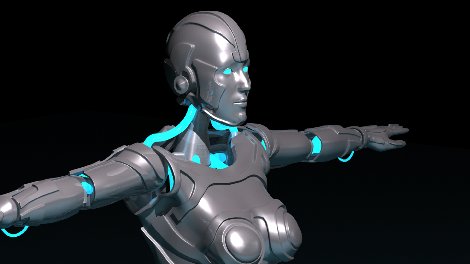 free female robot 3d model