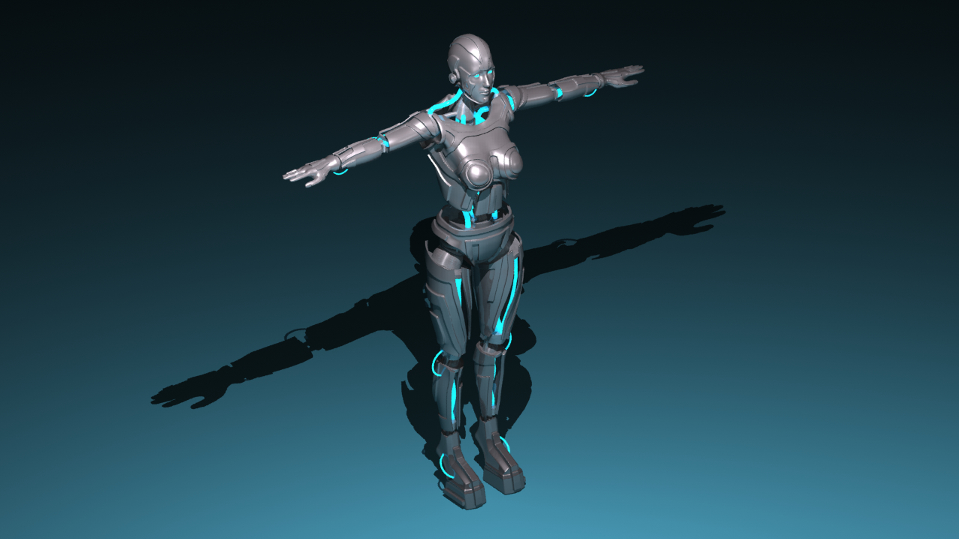free female robot 3d model