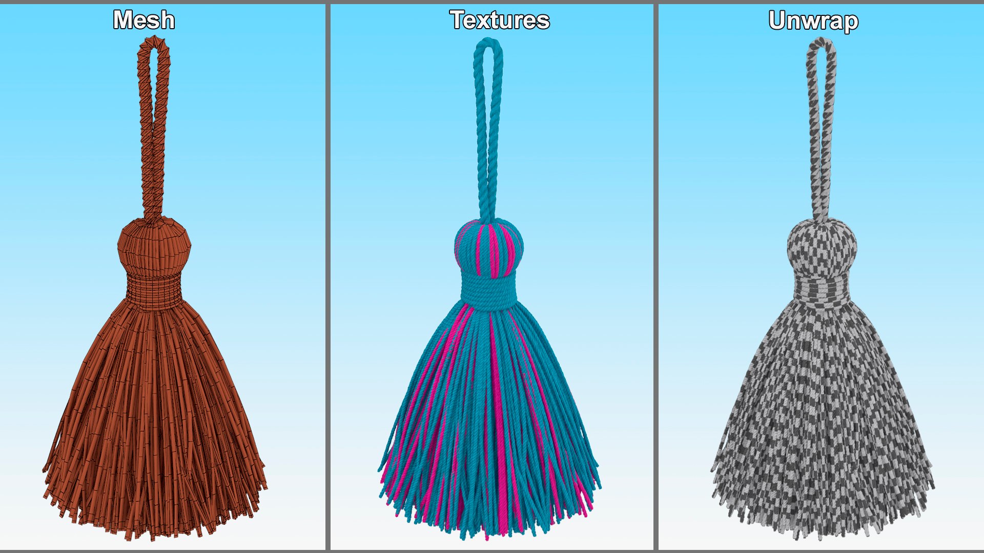 3D Wool Tassel Multicolor - TurboSquid 2177595