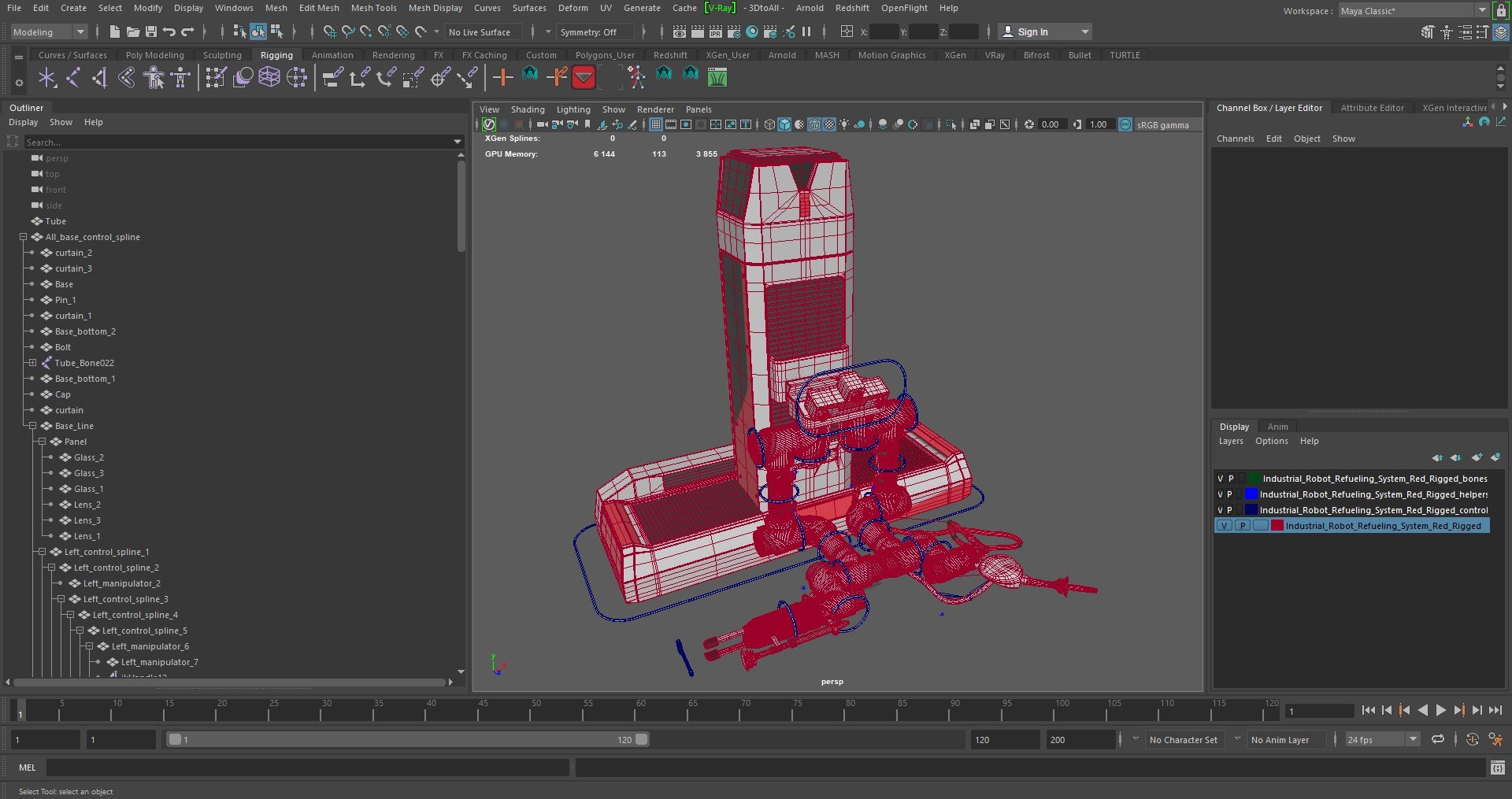 3D Industrial Robot Refueling System Red Rigged For Maya Model ...