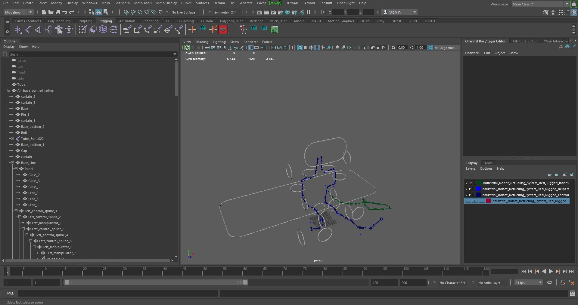 3D Industrial Robot Refueling System Red Rigged For Maya Model ...