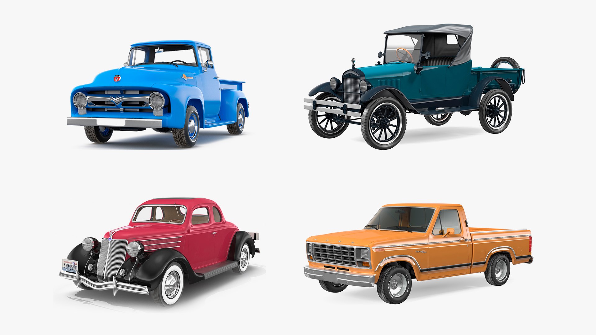 3D Ford Vintage Cars Collection 2 - TurboSquid 2166563
