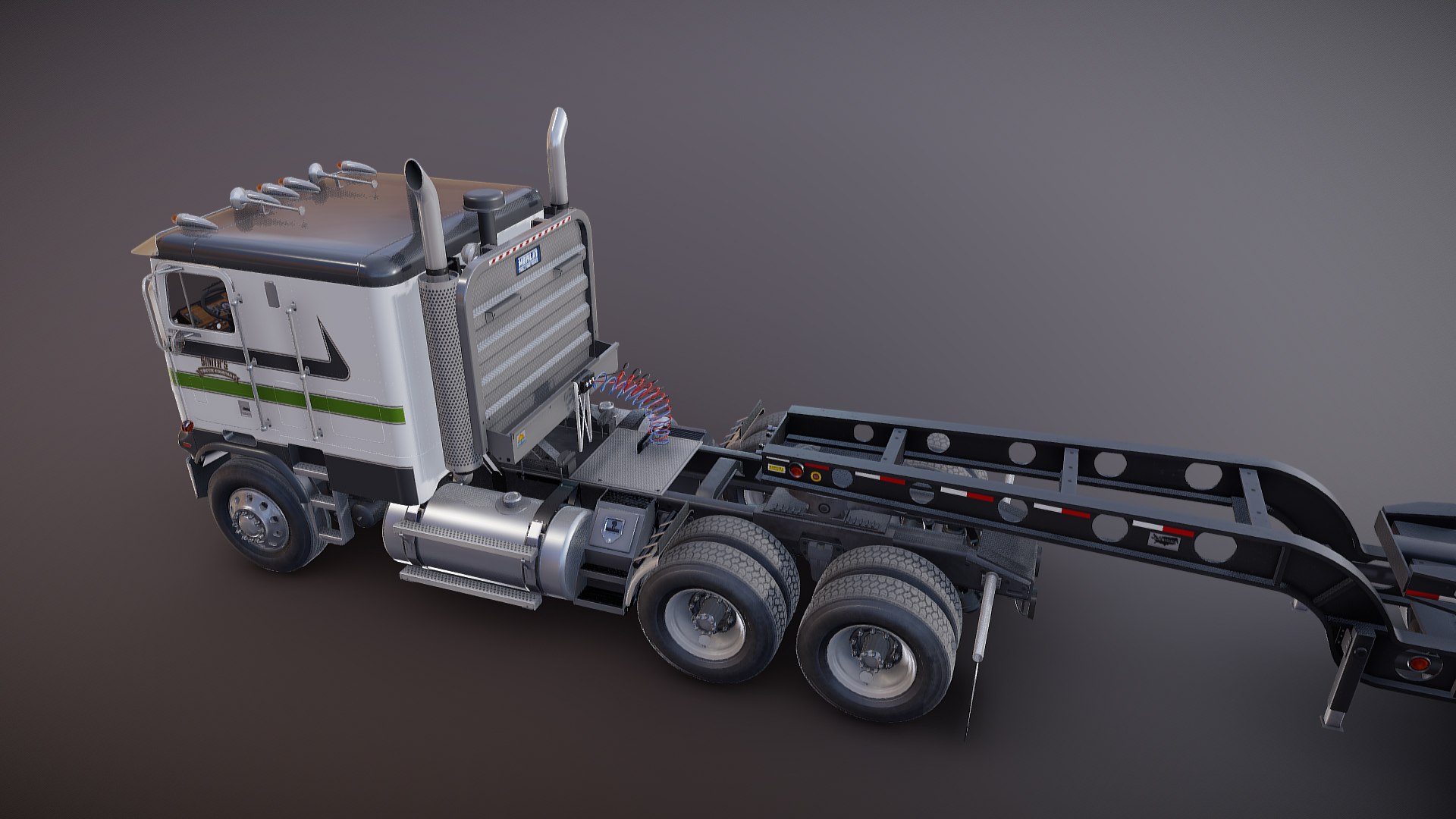 3D Freightliner Powerliner Semitruck Lowboy - TurboSquid 2129482