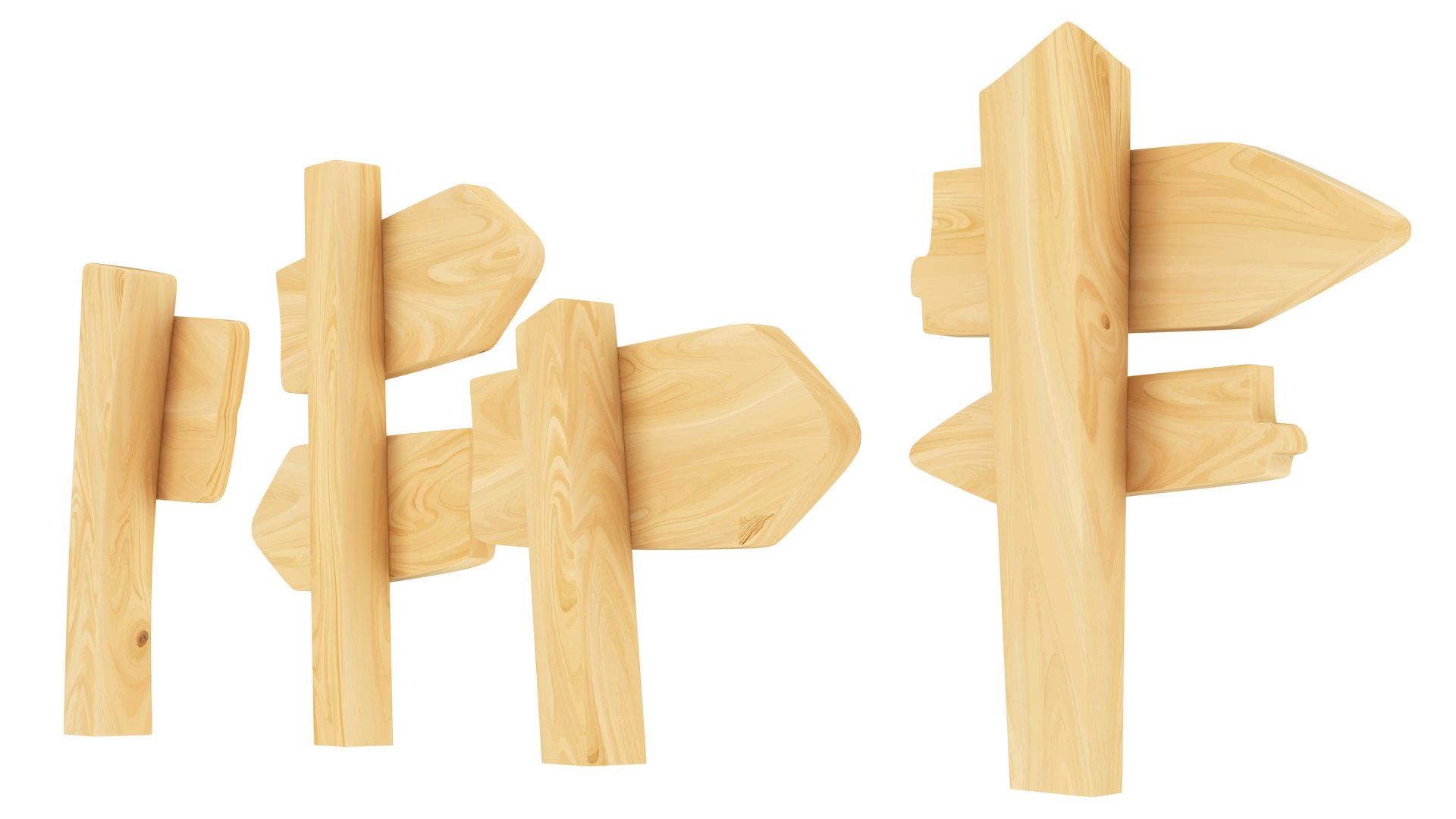 Wooden Banner And Guidance Sighboard Collection 3D Model - TurboSquid ...