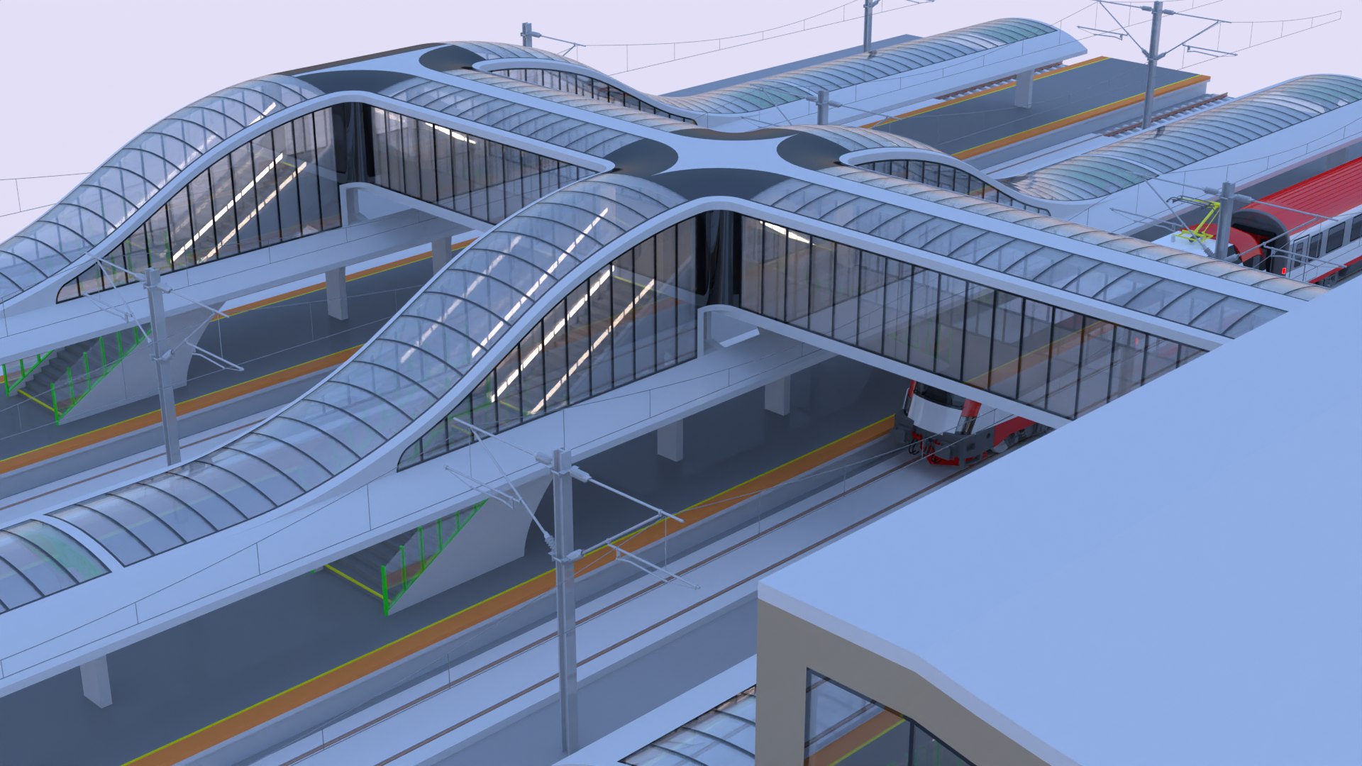 3D Railway Station And Bridge V - TurboSquid 2185161