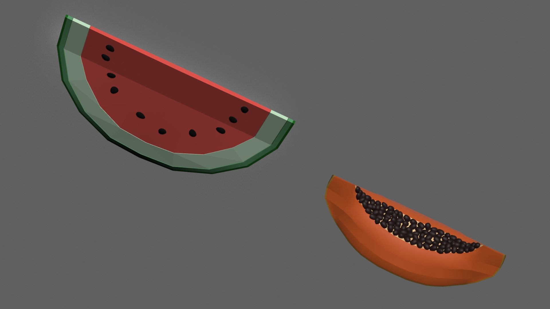 3D Watermelon And Papaya Model - TurboSquid 1946141