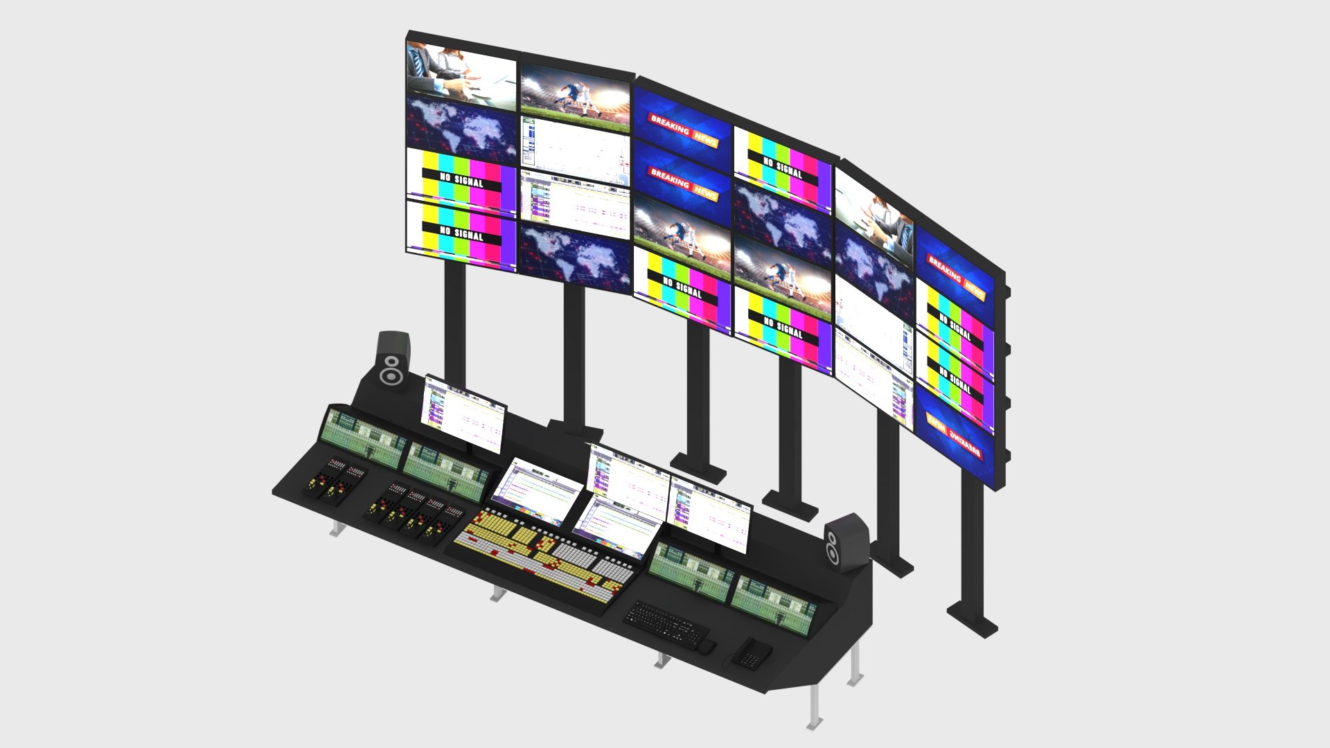 Production Control Room Setup 3D Model - TurboSquid 2088739