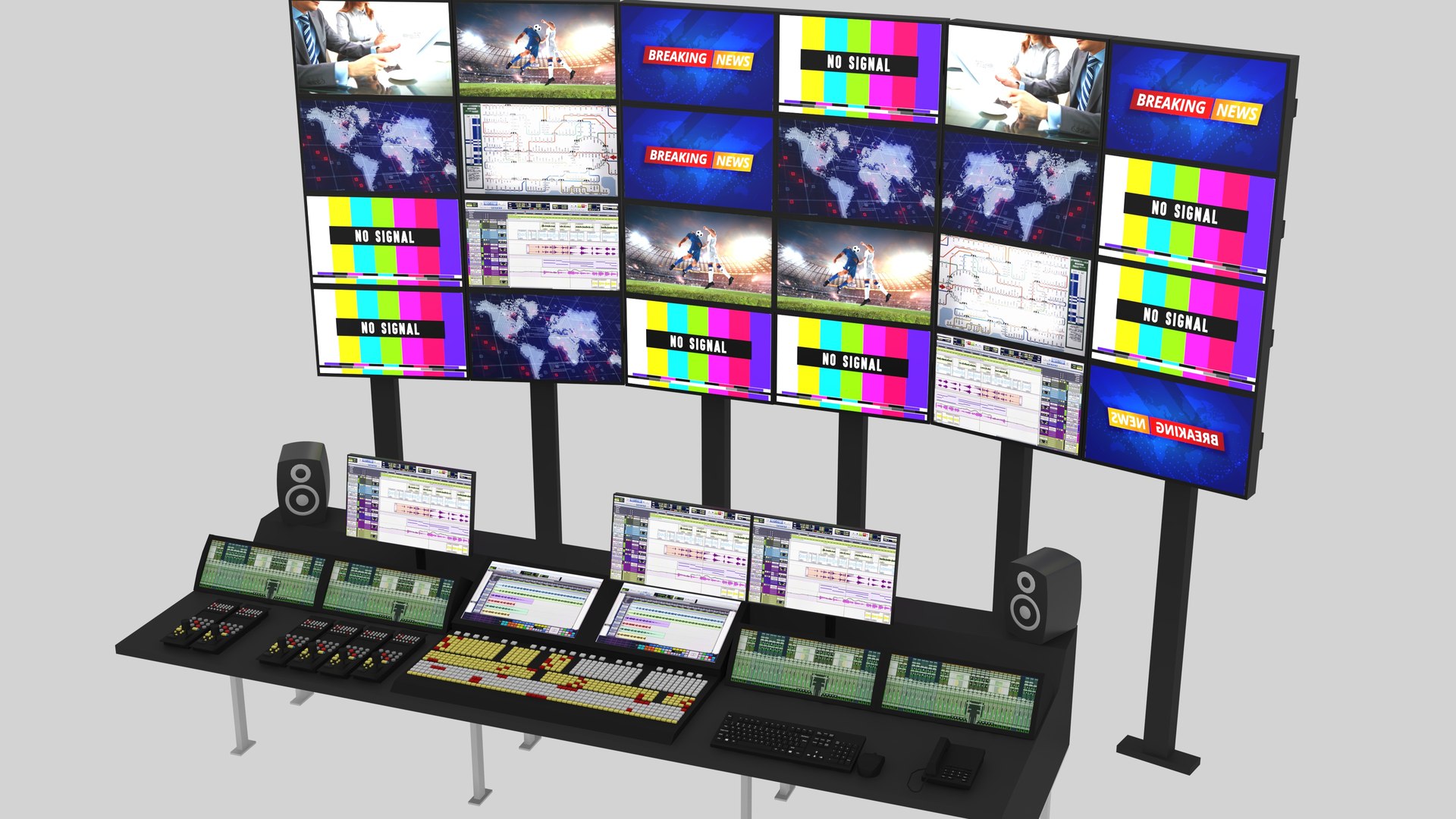 Production Control Room Setup 3D Model - TurboSquid 2088739