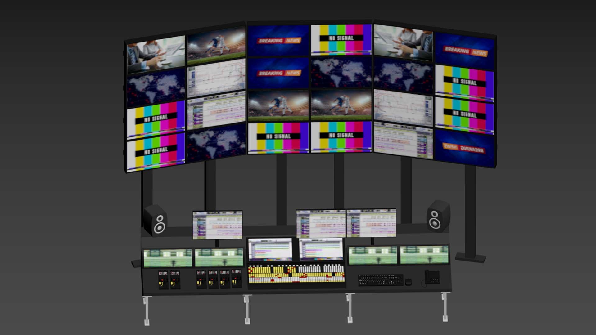 Production Control Room Setup 3D Model - TurboSquid 2088739