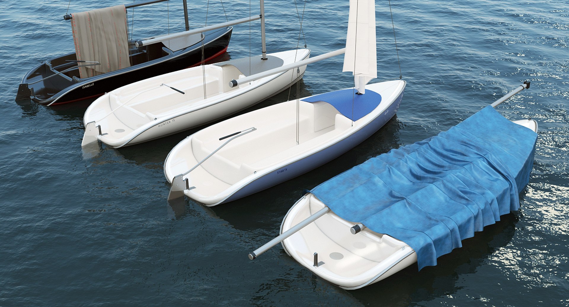 Hunter 15 sailboats sail boats 3D - TurboSquid 1567361