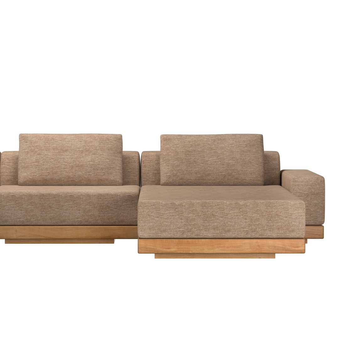 3D Model CORTONA TEAK MODULAR U-CHAISE SECTIONAL - TurboSquid 2058793
