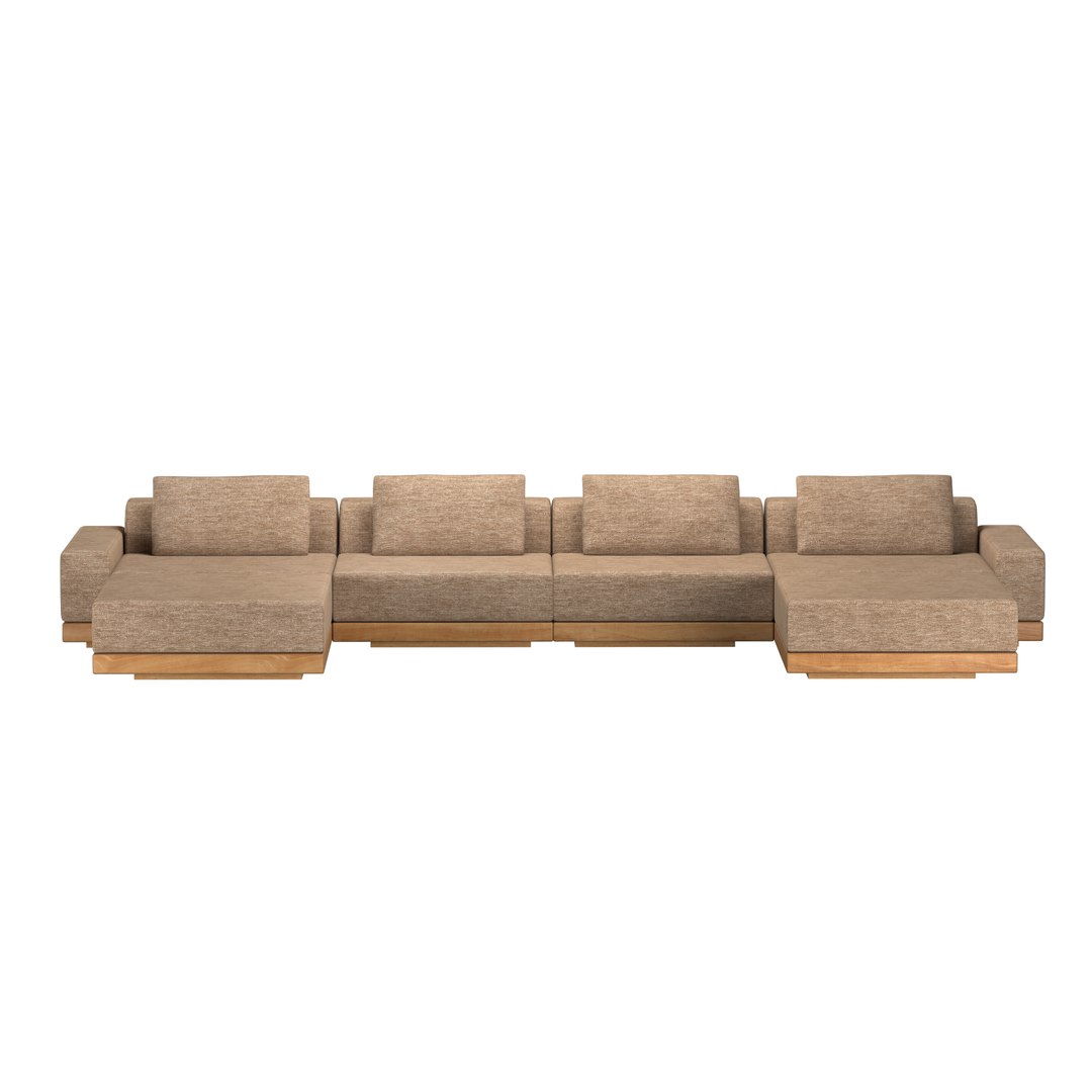 3D Model CORTONA TEAK MODULAR U-CHAISE SECTIONAL - TurboSquid 2058793